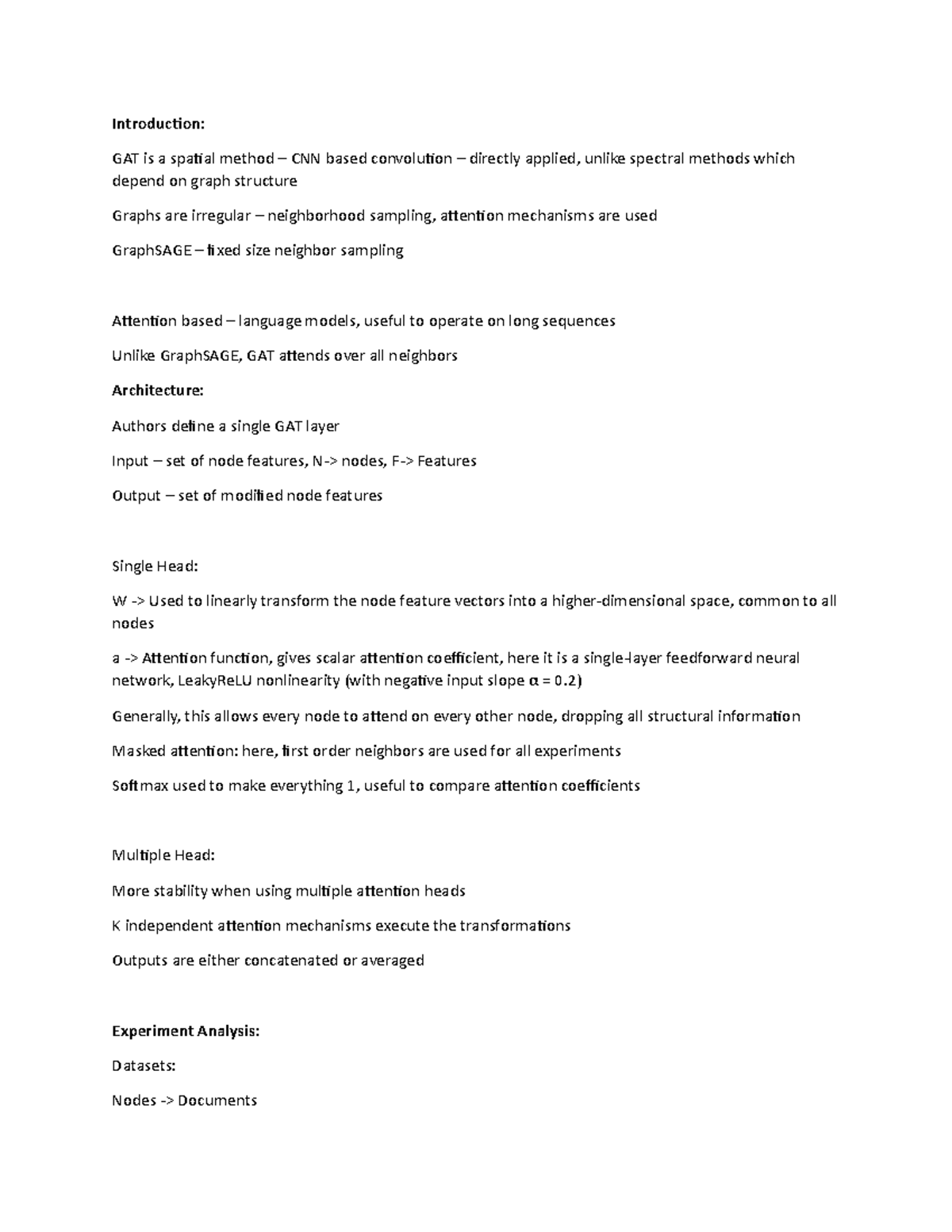 Presentation notes - Introduction: GAT is a spatial method – CNN based ...