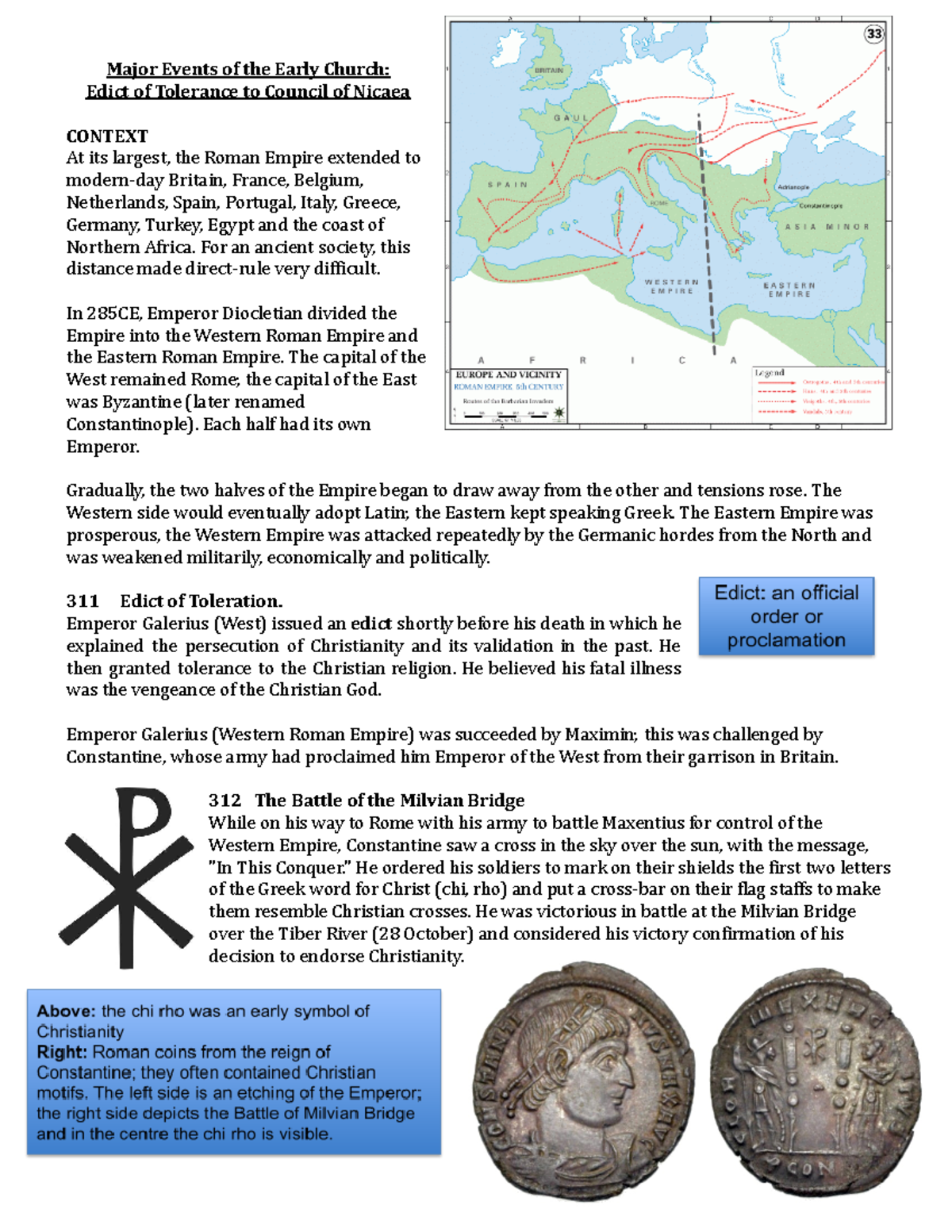 Early Christianity Edict of Tolerance and Milan - Major Events of the ...