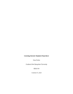 Module One Assignment HRM 300 - HR Learning Journal: Employee ...