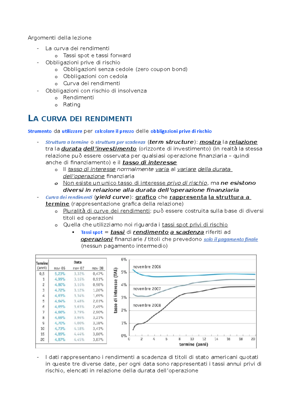 C(5-6) Curva rendimenti e valutazione obbligazioni - Argomenti della ...