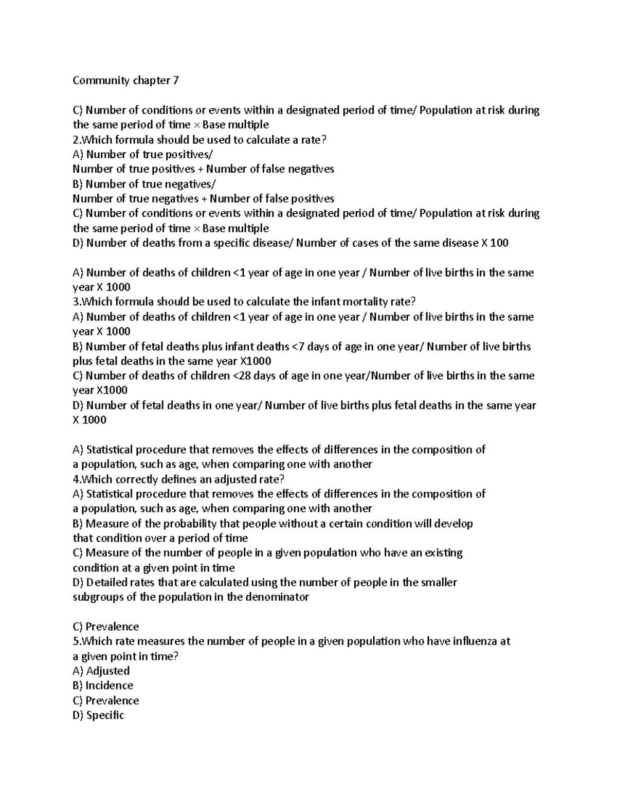 Community chapter 9 - practice questions - Community chapter 7 C ...