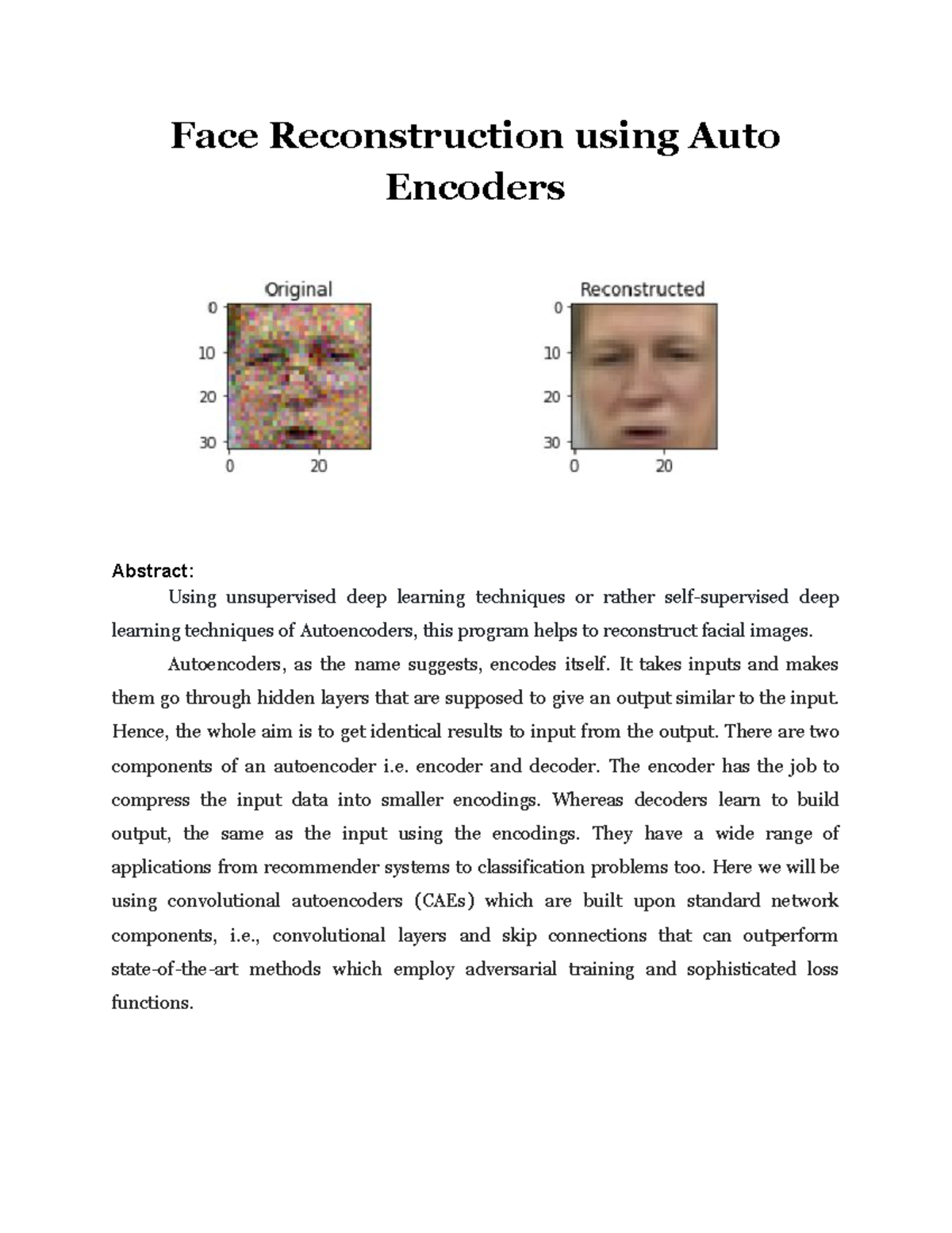 Face Reconstruction using Auto Encoders - Face Reconstruction using ...