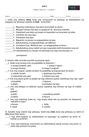 Science 5 ST4 Q4 - Mema - SCIENCE 5 Summative Test No. 4 4 th Quarter ...
