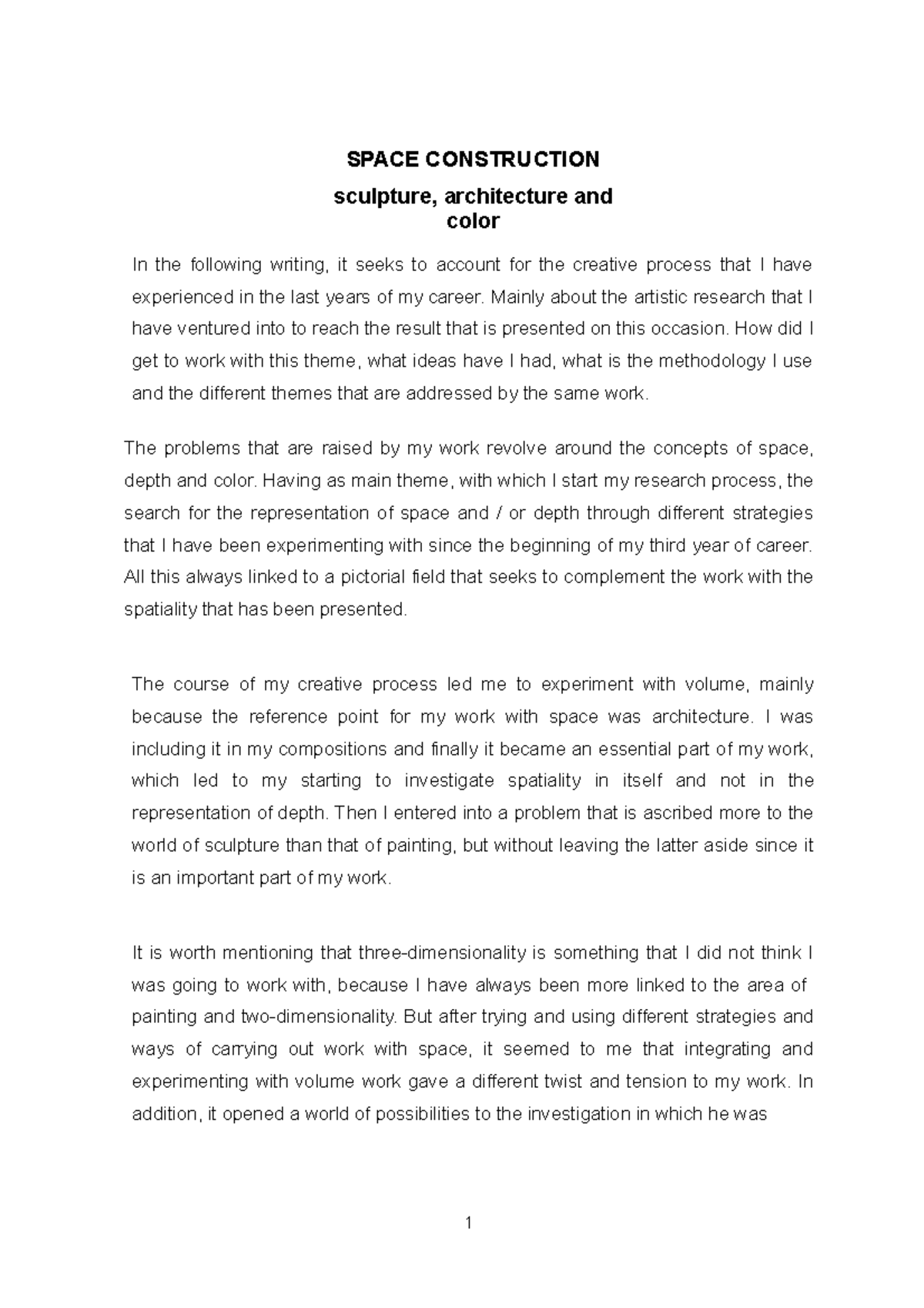 Space Construction sculpture architecture and color - 1 SPACE ...