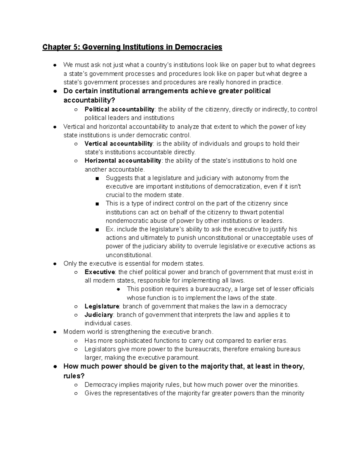 Chapter 5 Notes - Book Readings - Chapter 5: Governing Institutions in ...