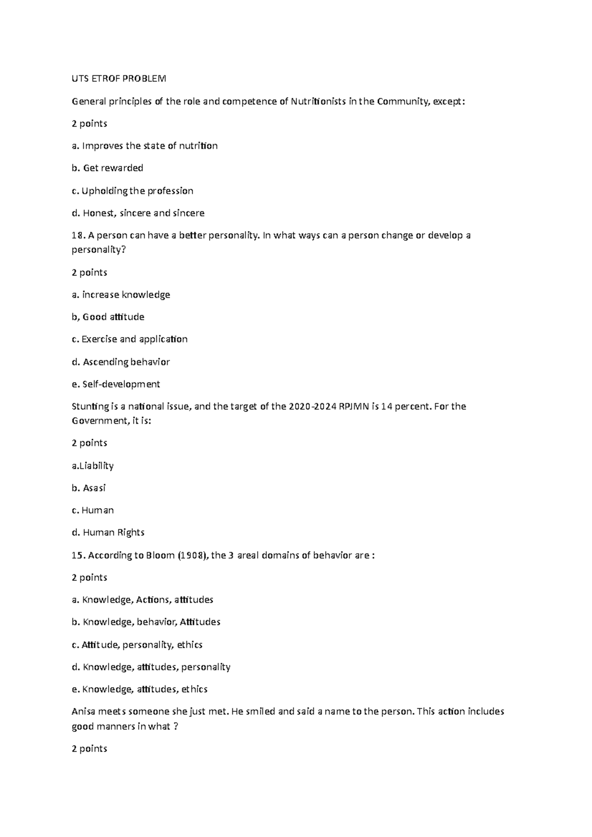 UTS Etrof Problem - UTS ETROF PROBLEM General principles of the role ...