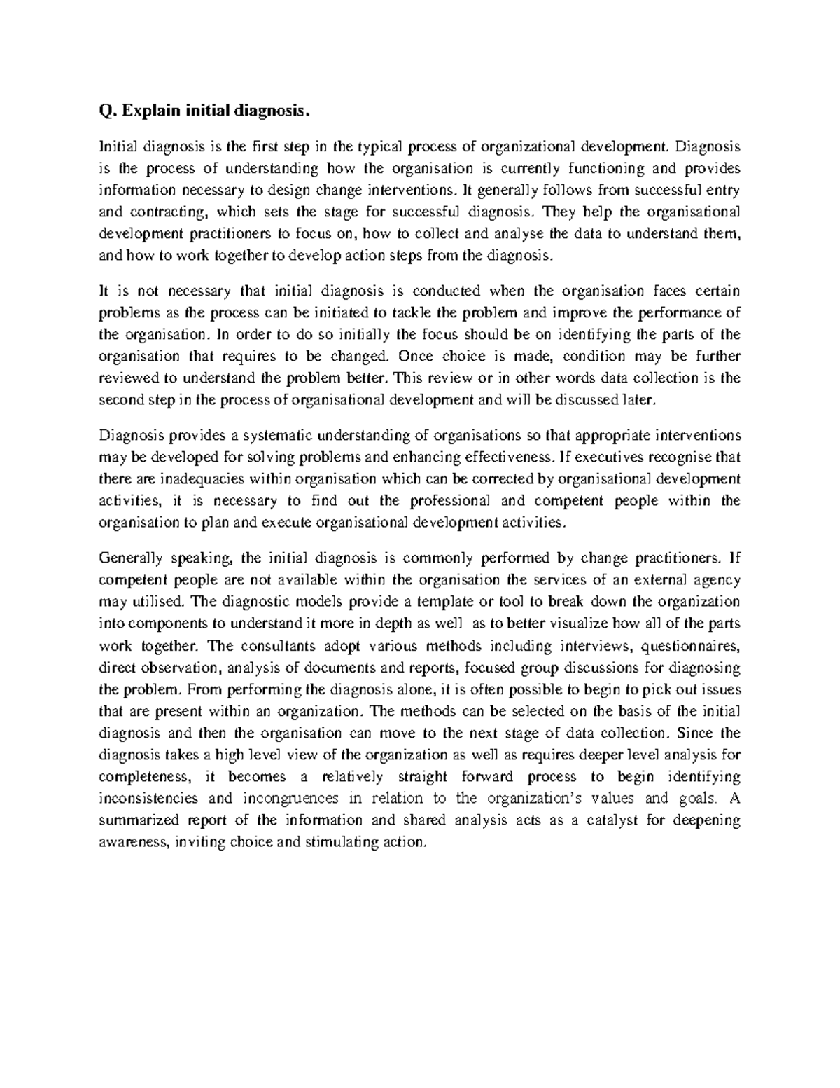 Explain initial diagnosis - Q. Explain initial diagnosis. Initial ...