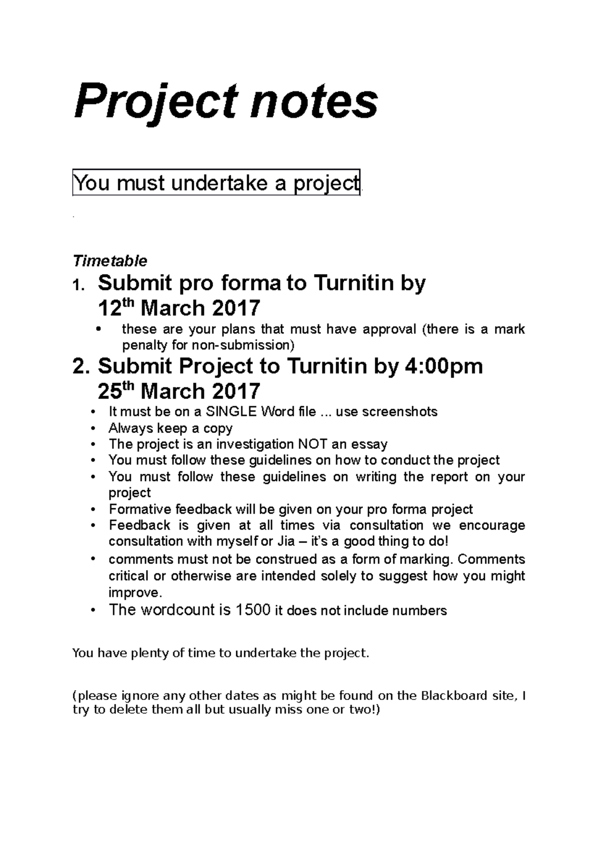 Project notes - ms kia - Project notes You must undertake a project ...