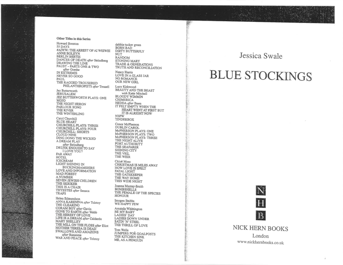 Blue Stockings Full Script - Other Titles in this Series Howard Brenton ...