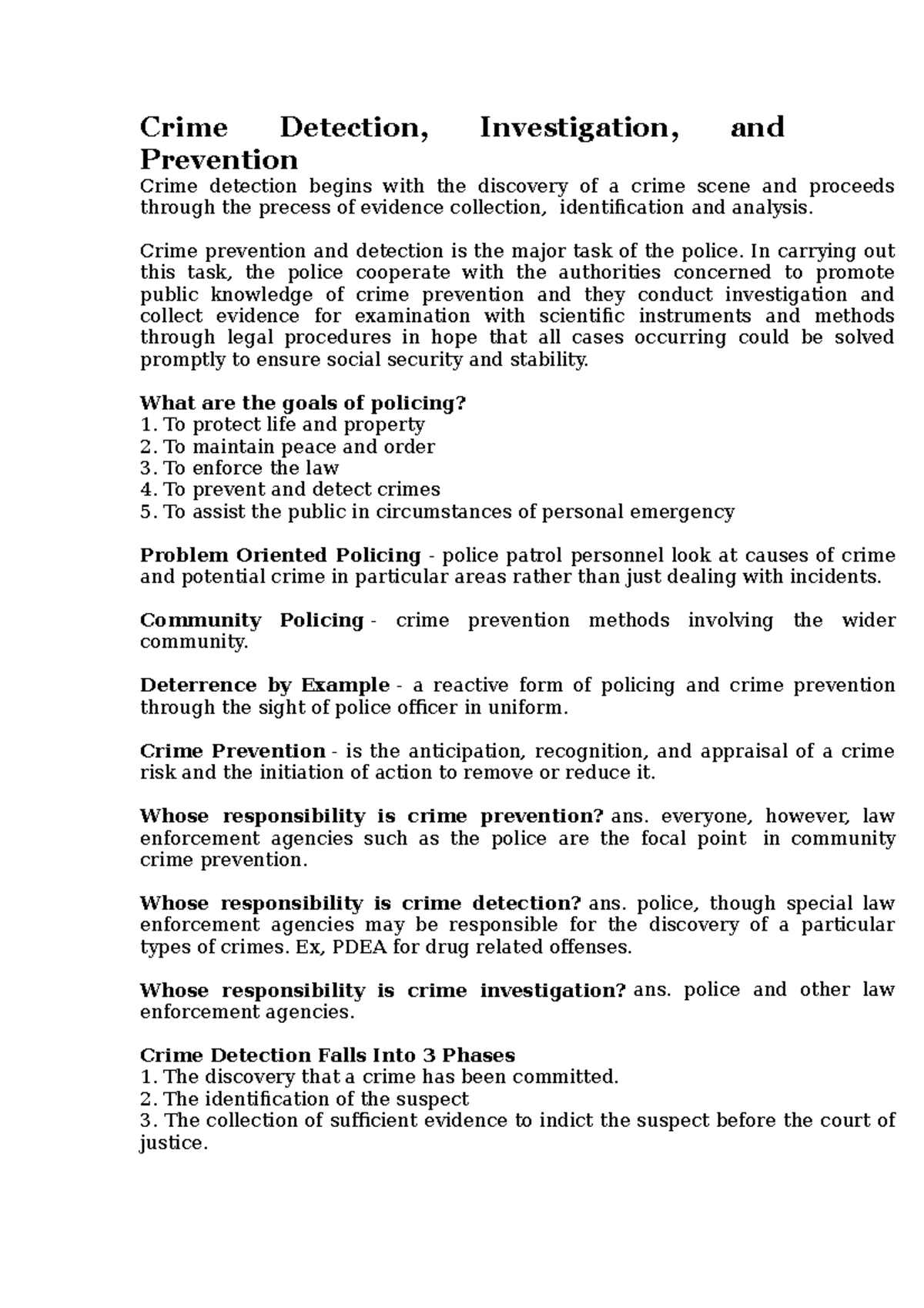 Crime Detection 0 - Crime prevention and detection is the major task of ...