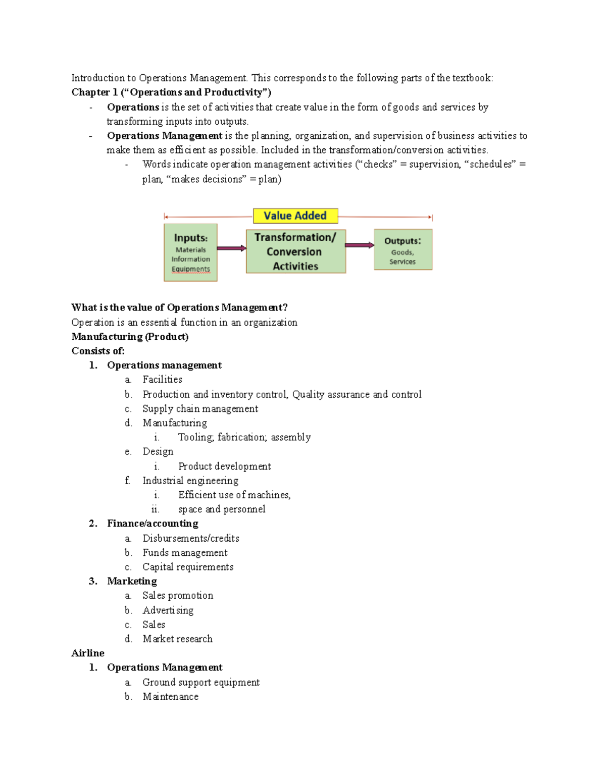 Introduction to Operations Management - This corresponds to the ...
