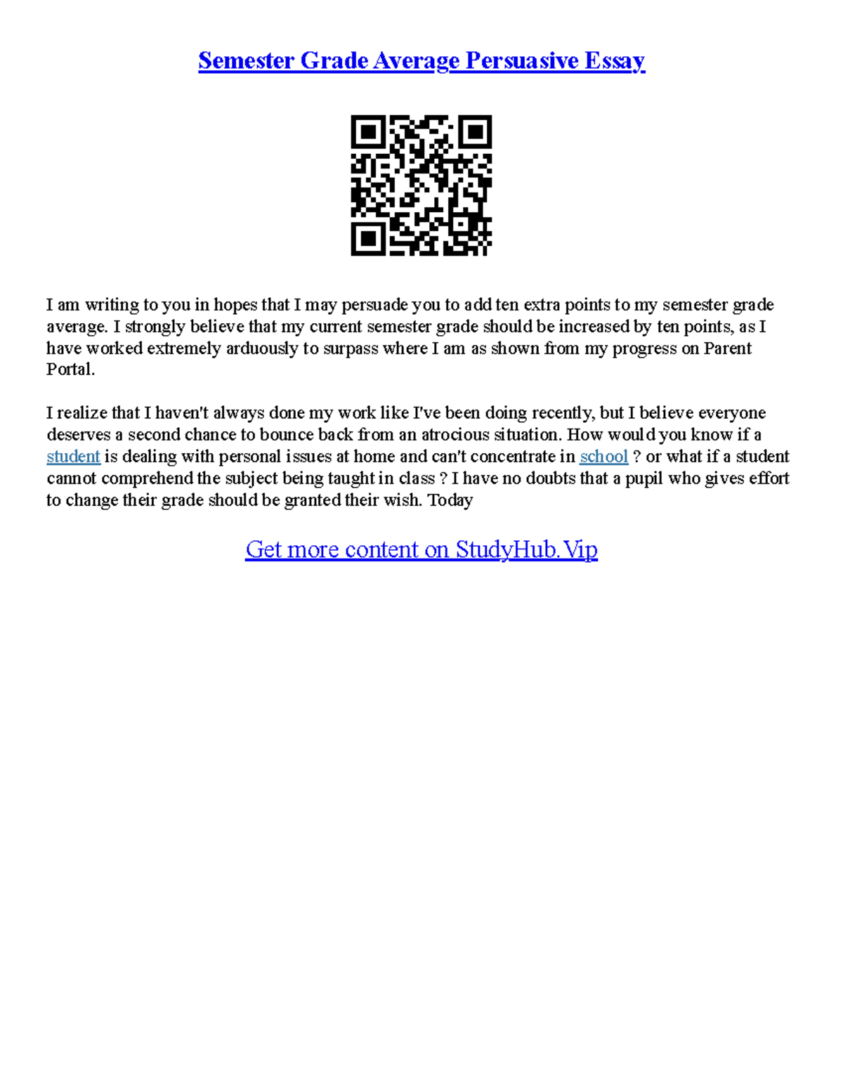 Persuasive Essay 7Th Grade - Semester Grade Average Persuasive Essay I ...