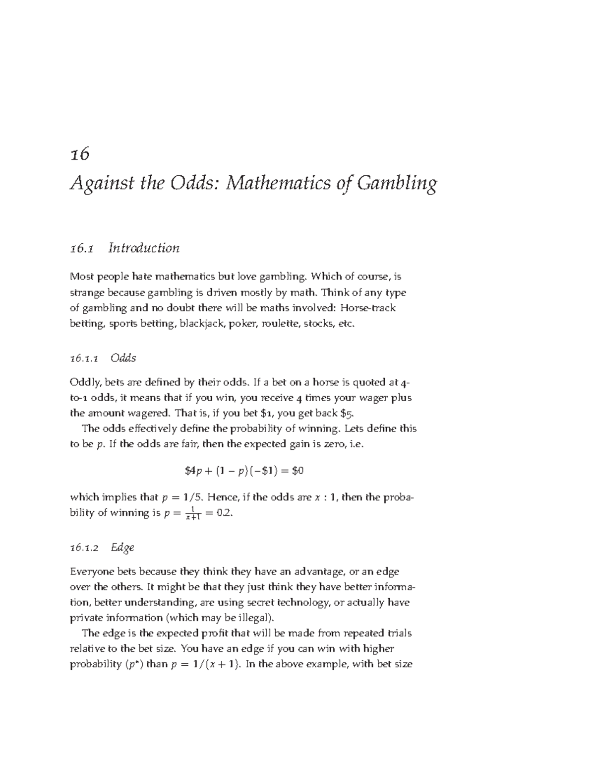 Electrical lecture p19 - 16 Against the Odds: Mathematics of Gambling ...
