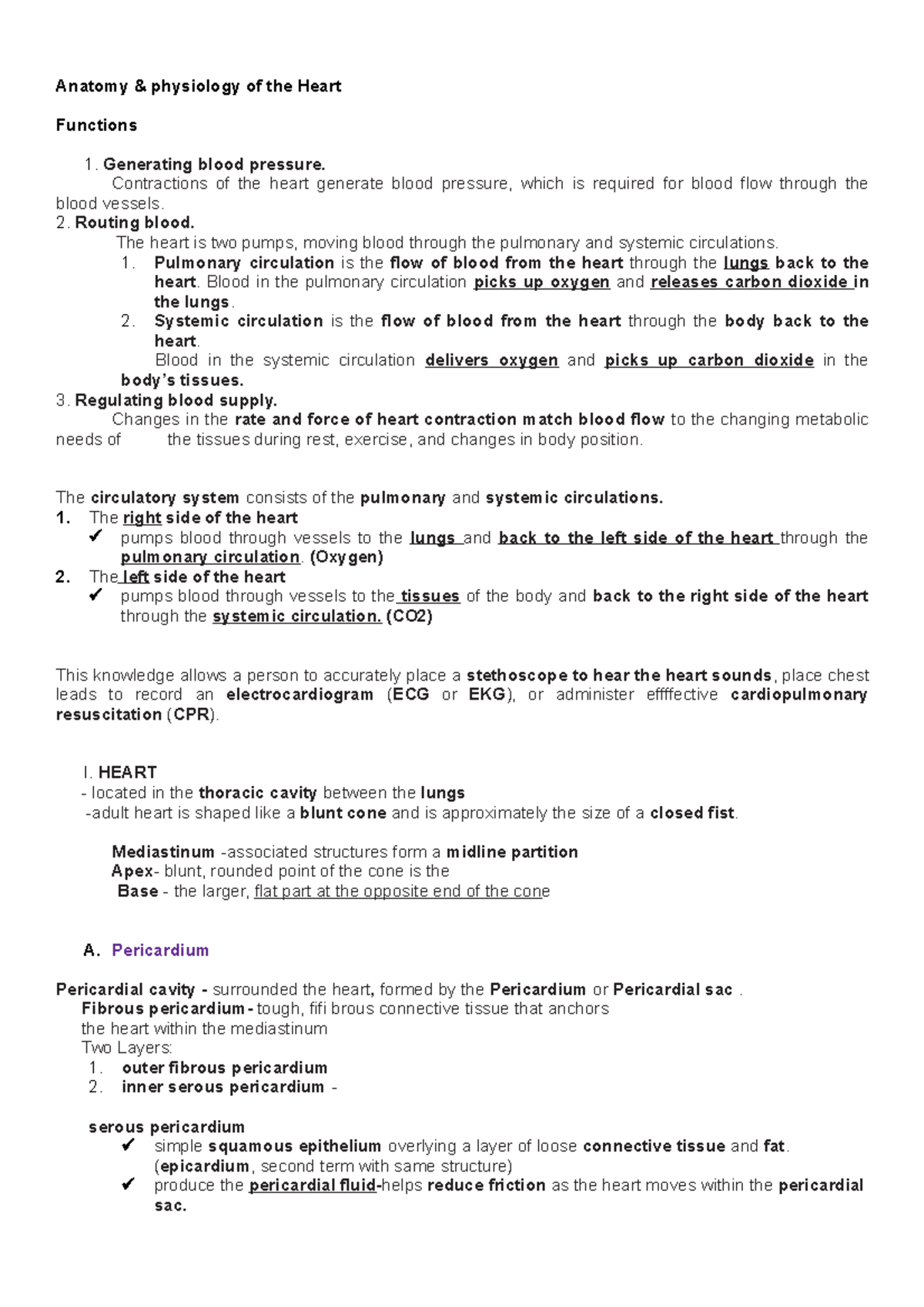Anatomy and Pathophysiology of the Heart - Anatomy & physiology of the ...