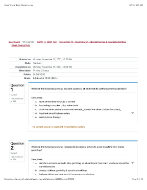 Week Two Quiz: CS111 - You're Welcome - Question 1 Correct 1 points out of 1. Question 2 Correct ...
