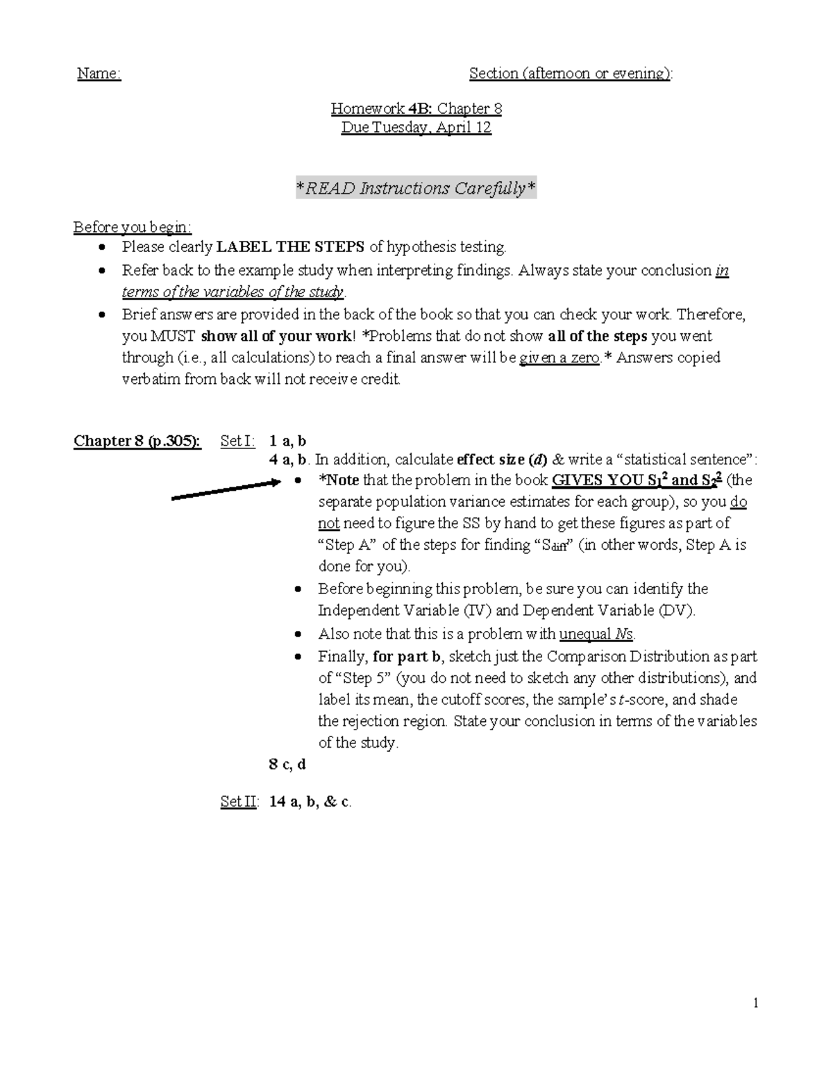 Homework 4b - Name: Section (afternoon or evening): Homework 4B ...