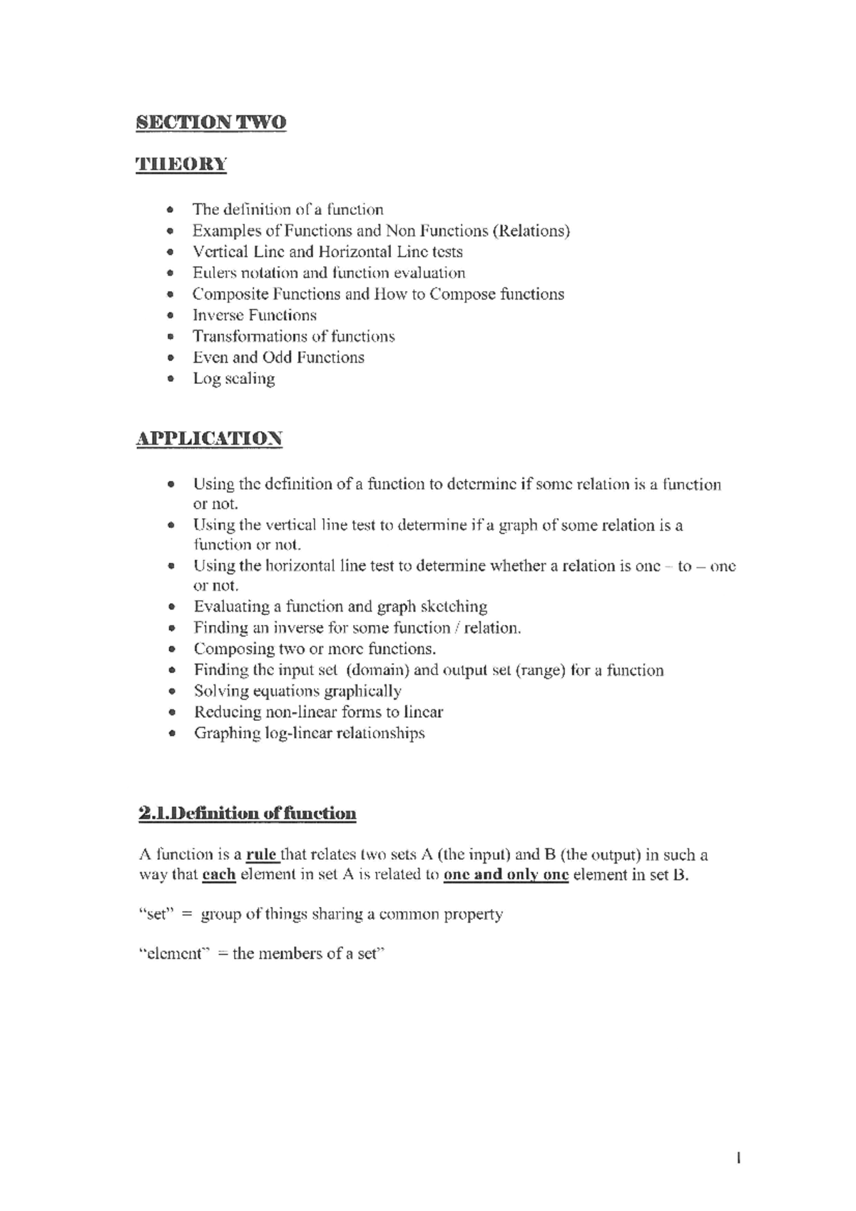 Section TWO Functions - Mr Ndaba - MATEL01 - Studocu