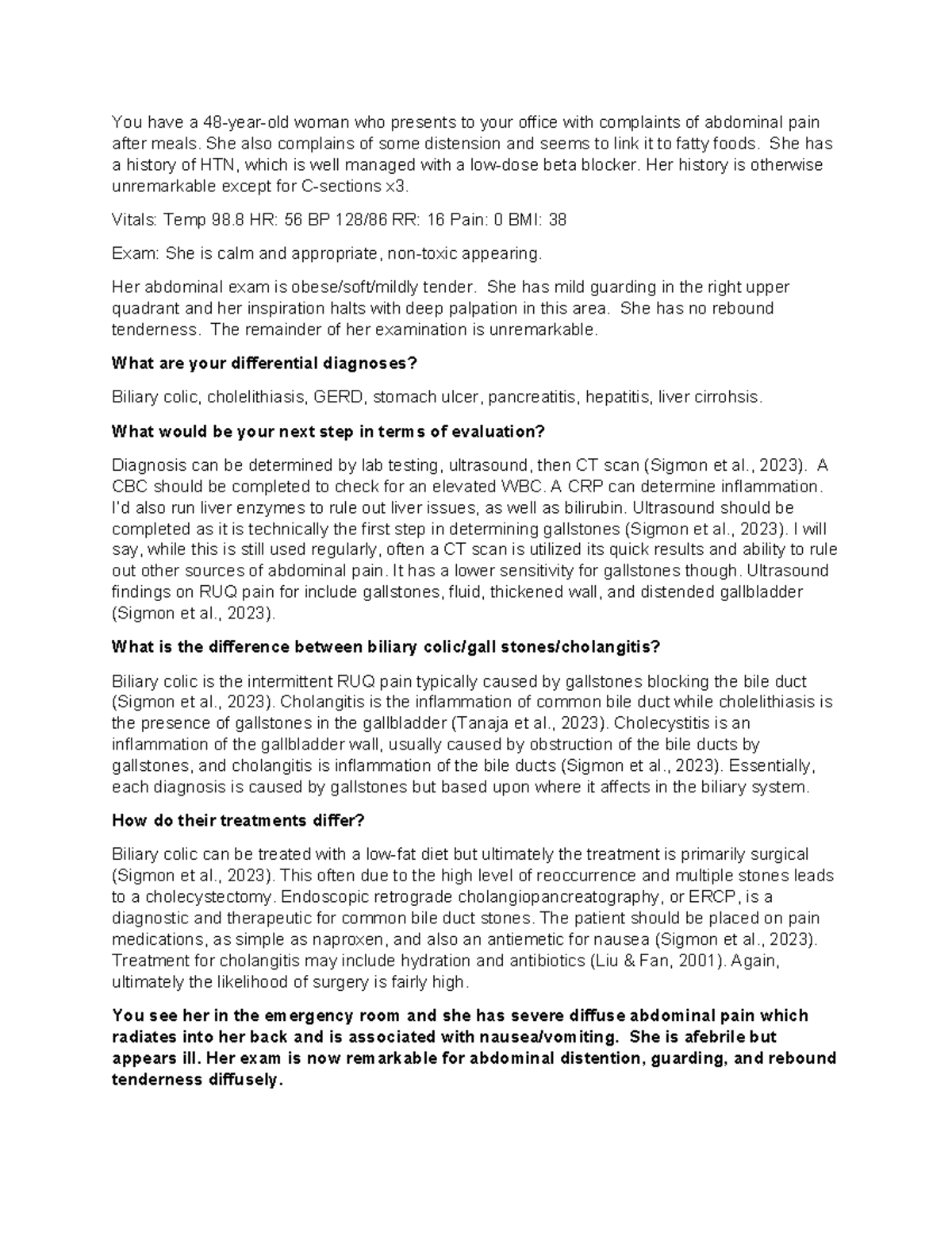 Abdominal Gallbladder Case Study - You have a 48-year-old woman who ...