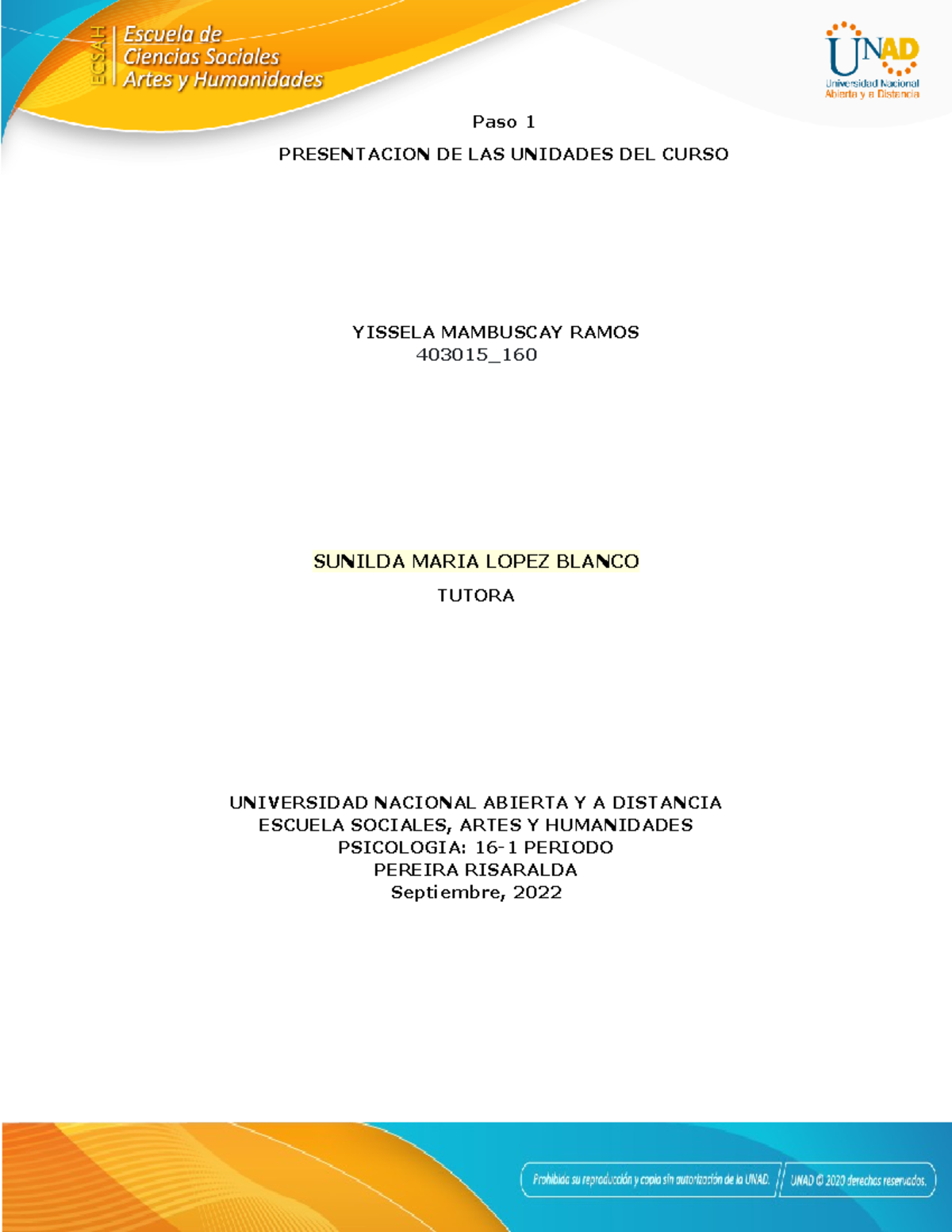 Observación Y Entrevista - Paso 1 PRESENTACION DE LAS UNIDADES DEL ...