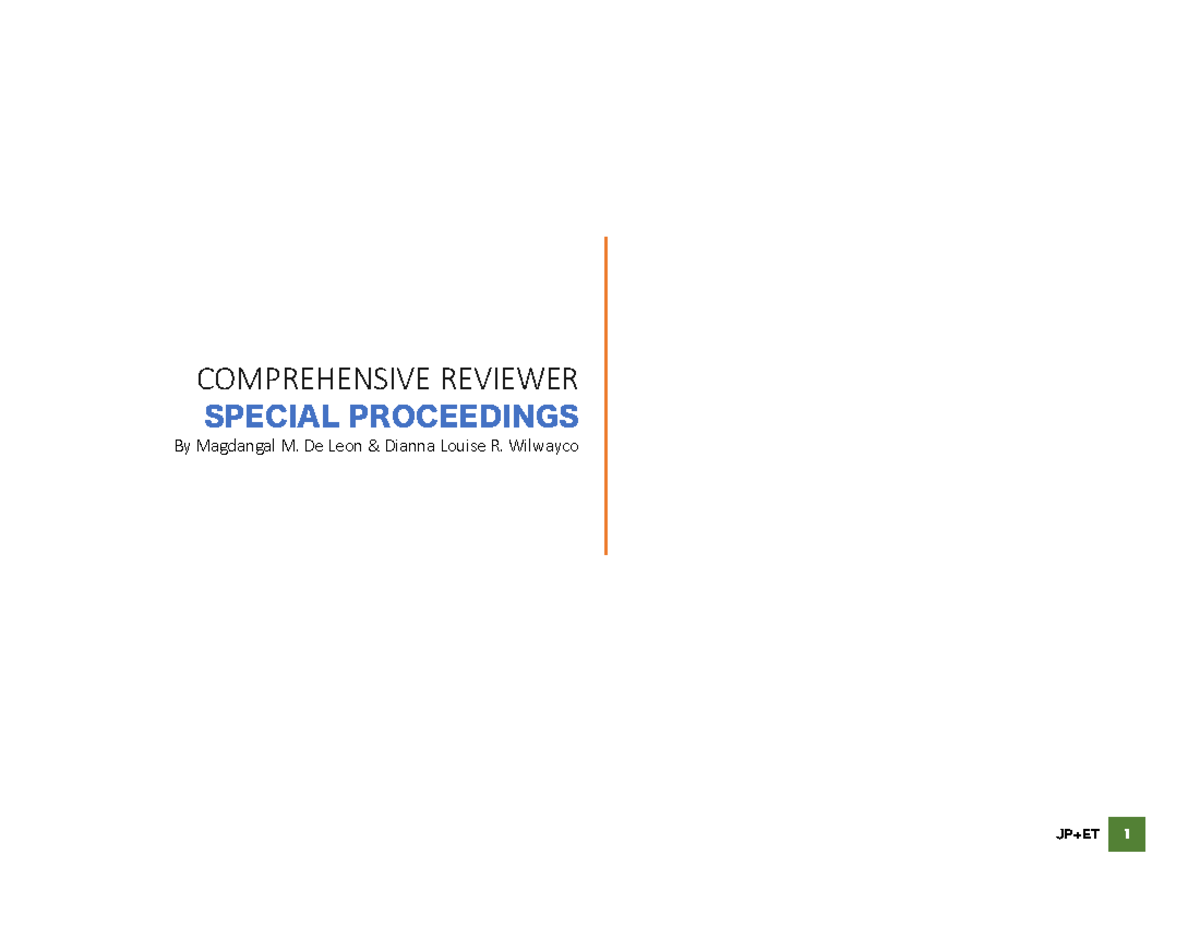 Spec-Pro-Comprehensive - COMPREHENSIVE REVIEWER By Magdangal M. De Leon ...