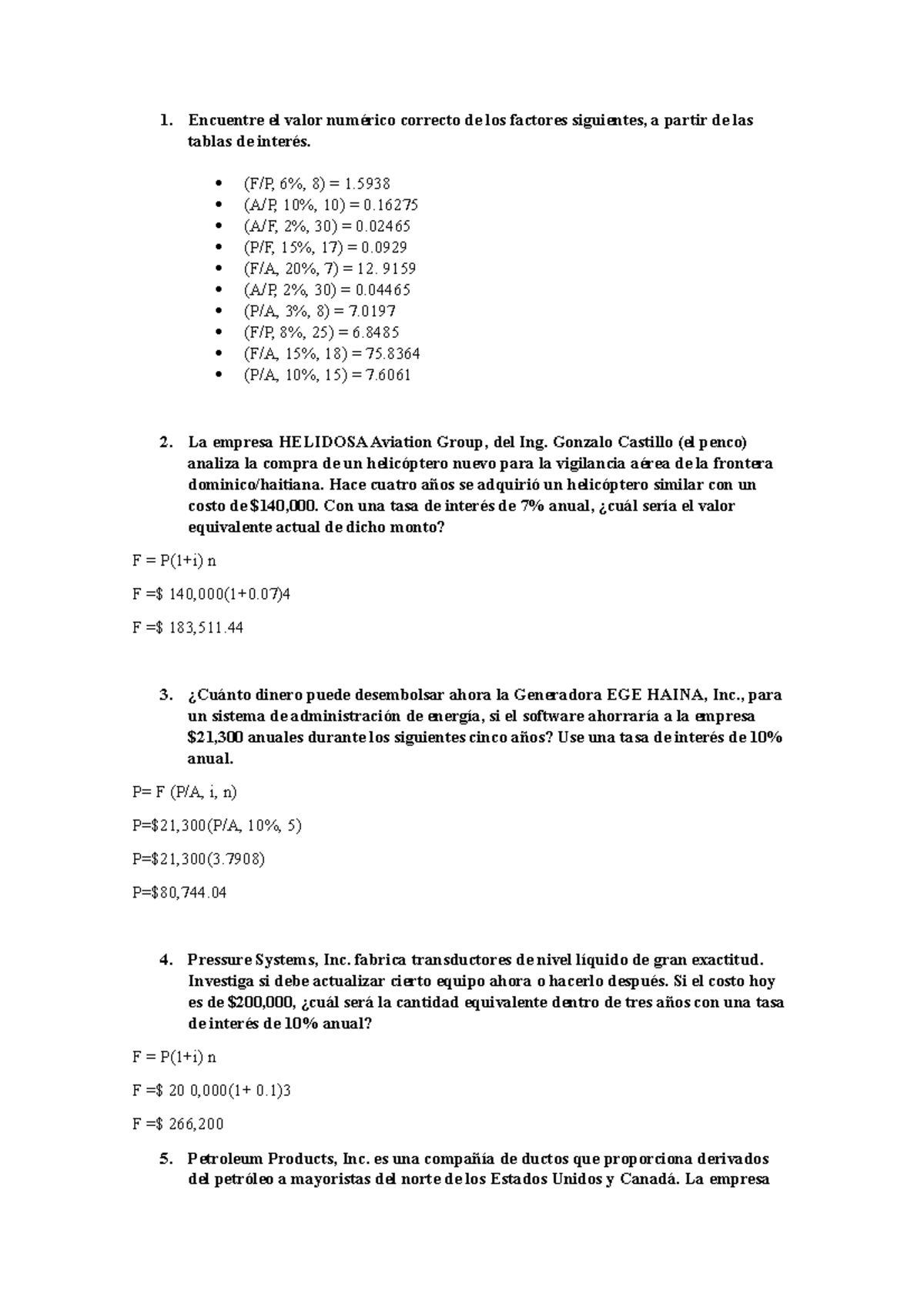 Ing. Economica #4 - dgdg - Encuentre el valor numérico correcto de los ...