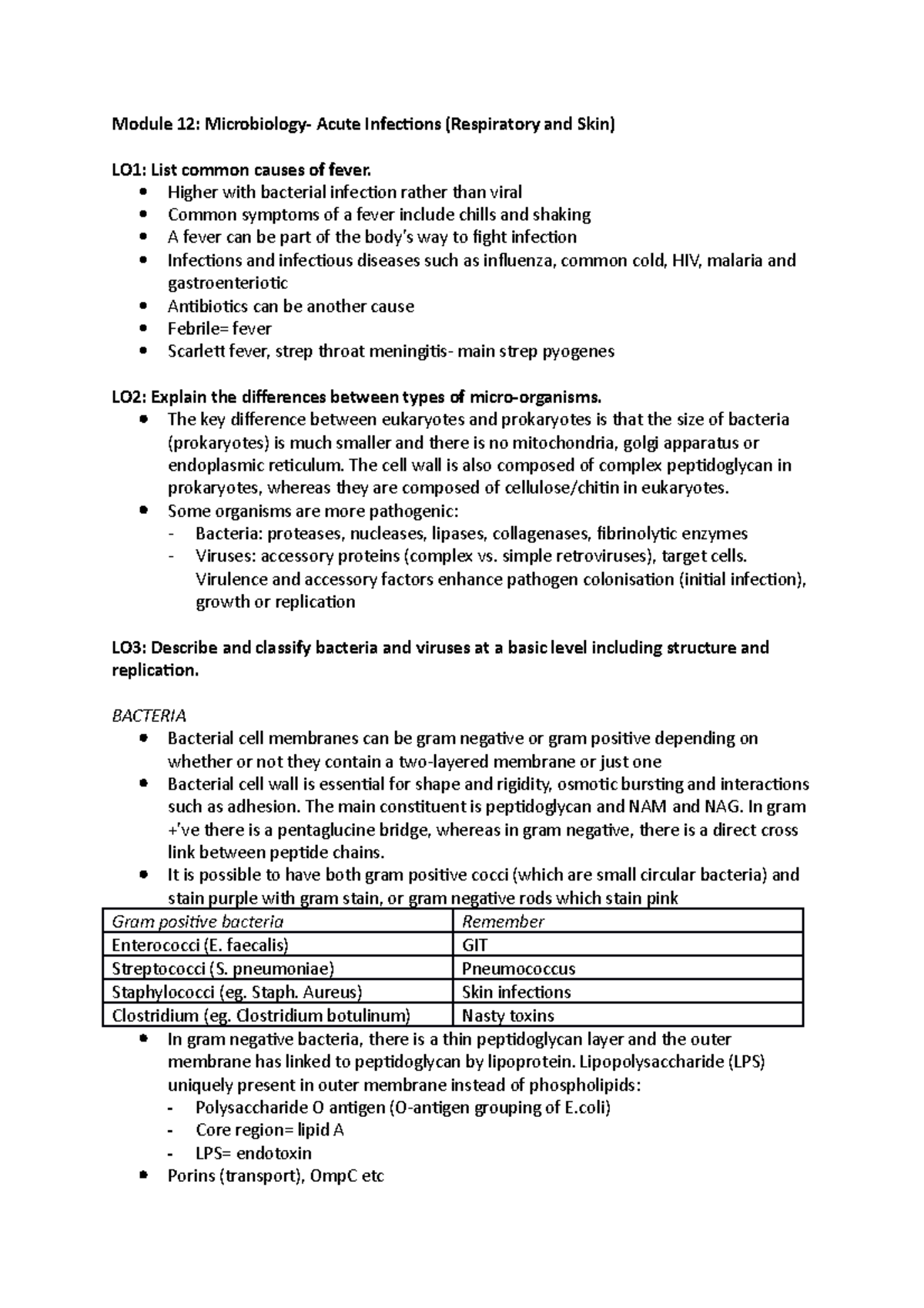 Module 12 notes - Module 12: Acute Infections (Respiratory and Skin ...