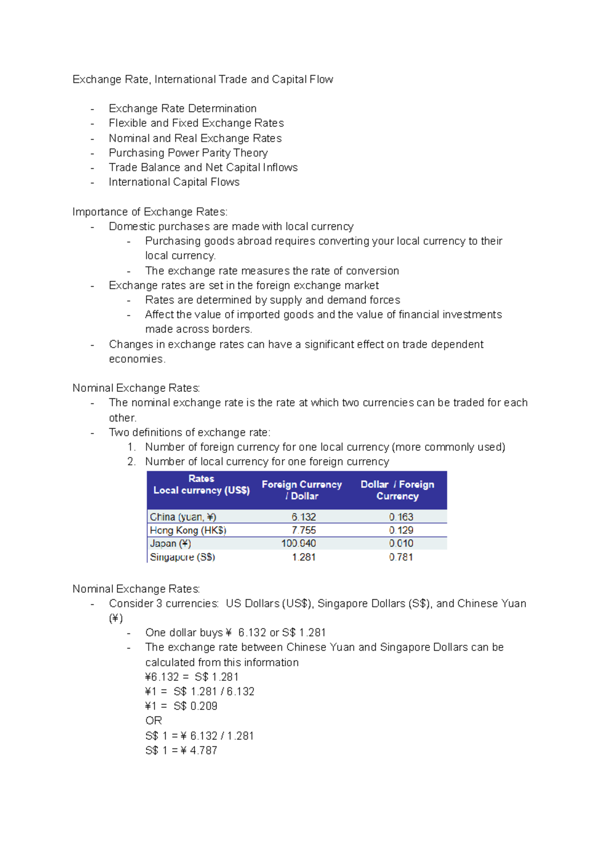 Lecture 12 HE5091 - Summary Principles Of Economics - Exchange Rate ...
