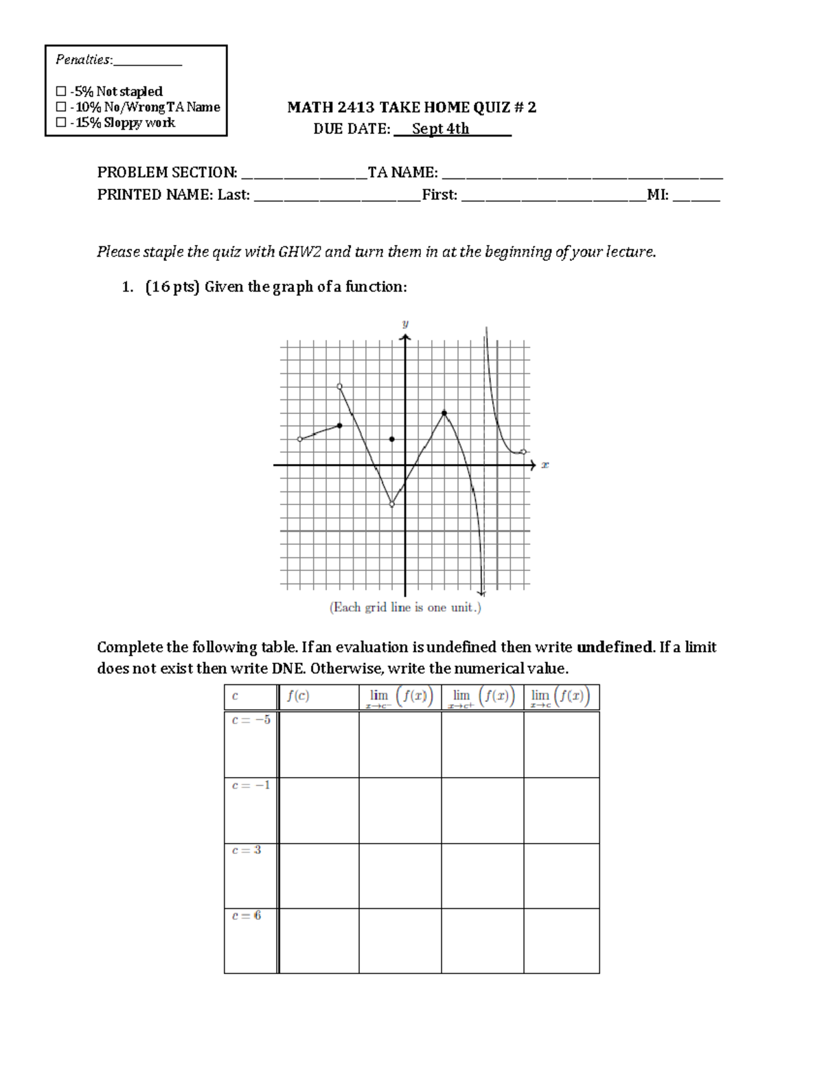 MATH 2413 THQ2 - unrelated - Warning: TT: undefined function: 32 MATH 2413 TAKE HOME QUIZ # 2 ...