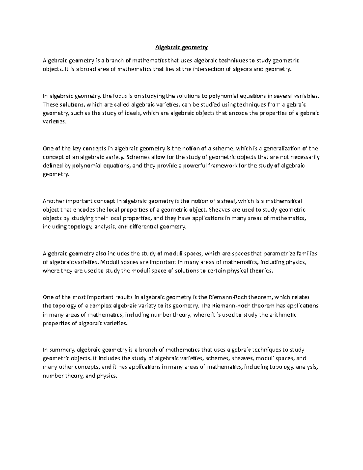 Algebraic geometry - Algebraic geometry Algebraic geometry is a branch ...