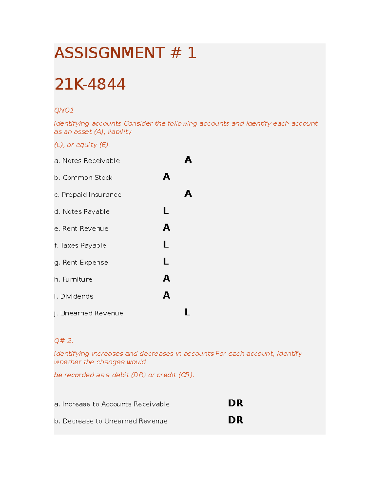 21k-4844 - Accounting Assignment to check debit and credit accounts ...