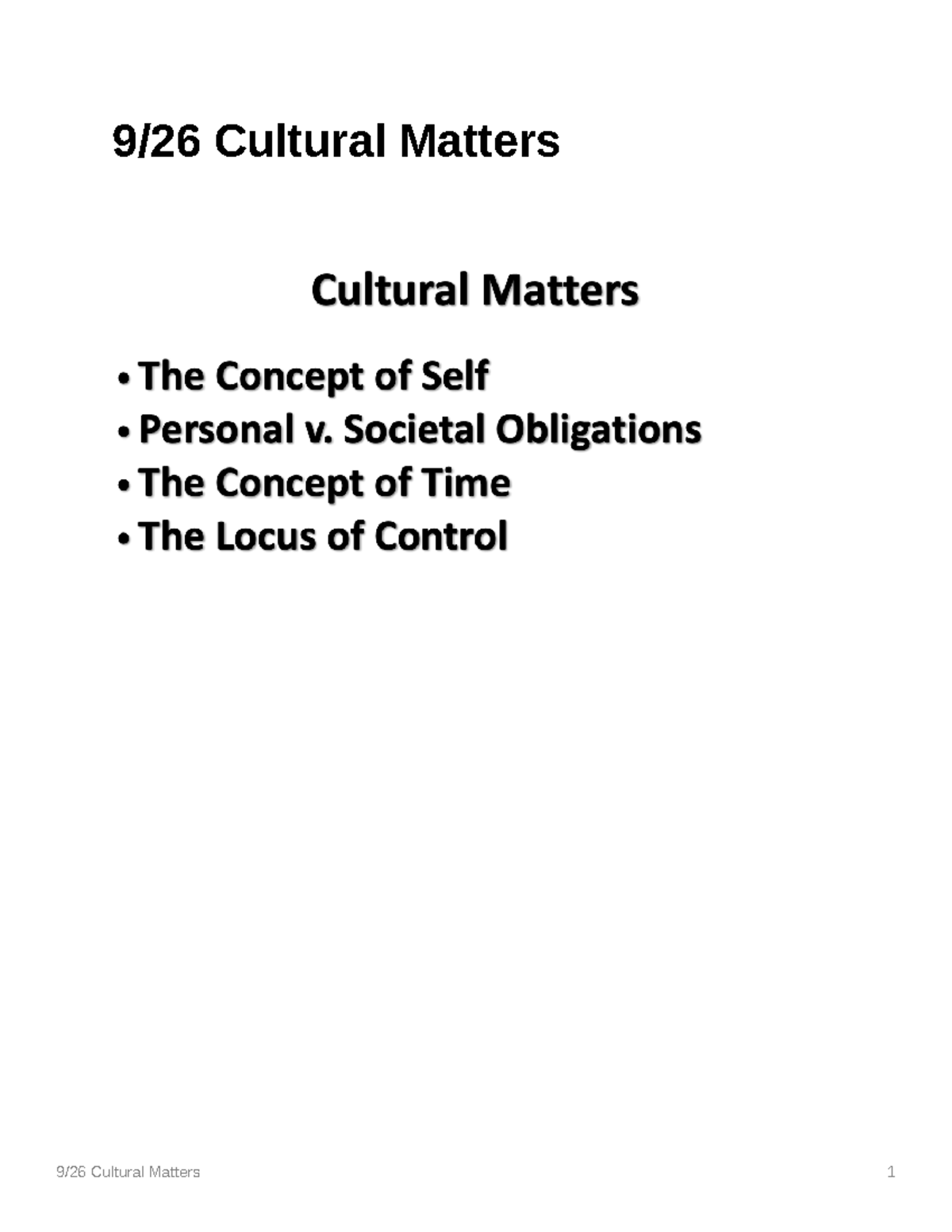 926 Cultural Matters - Goes through McGraw Hill Textbook - 9/26 ...