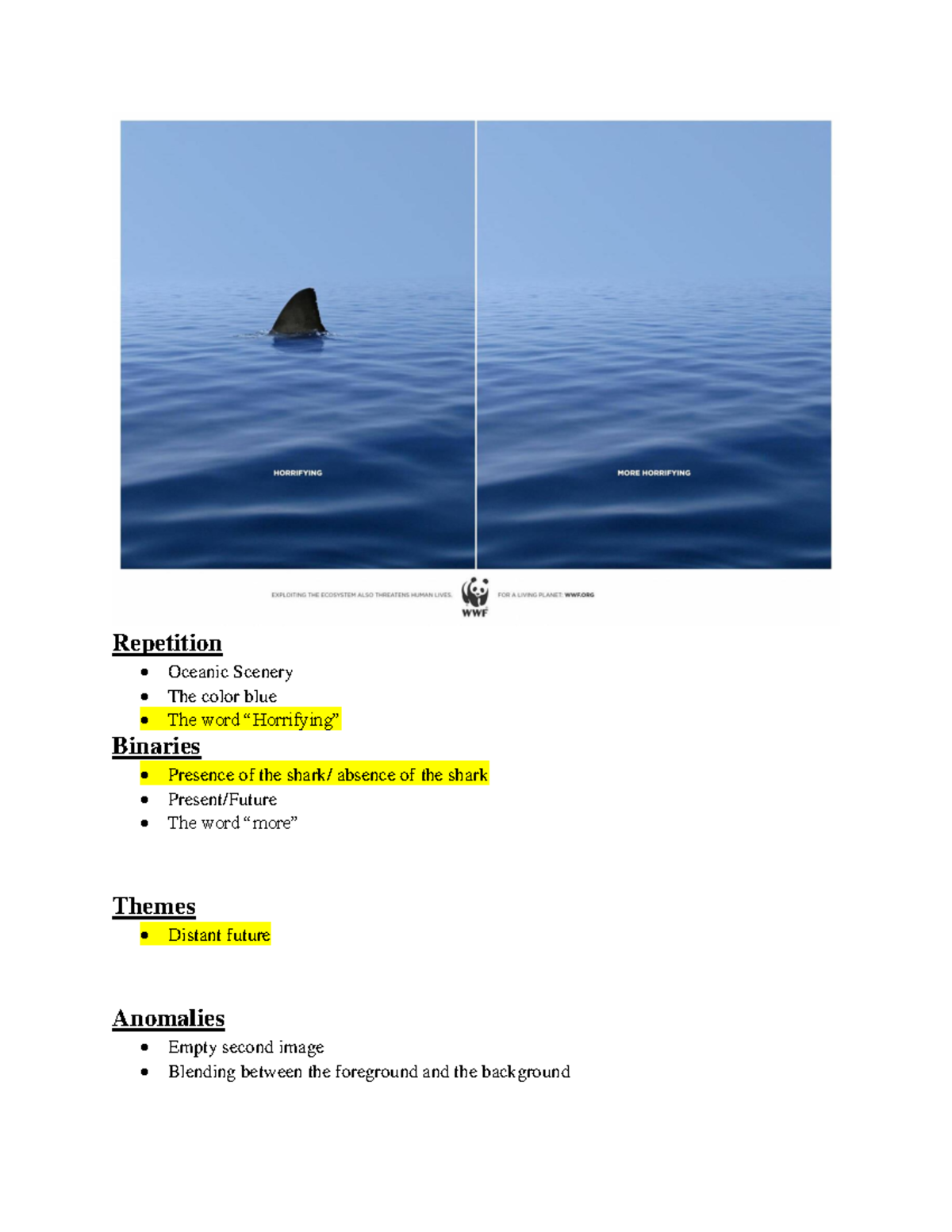 College Writing Essay Notes - Repetition Oceanic Scenery The color blue ...