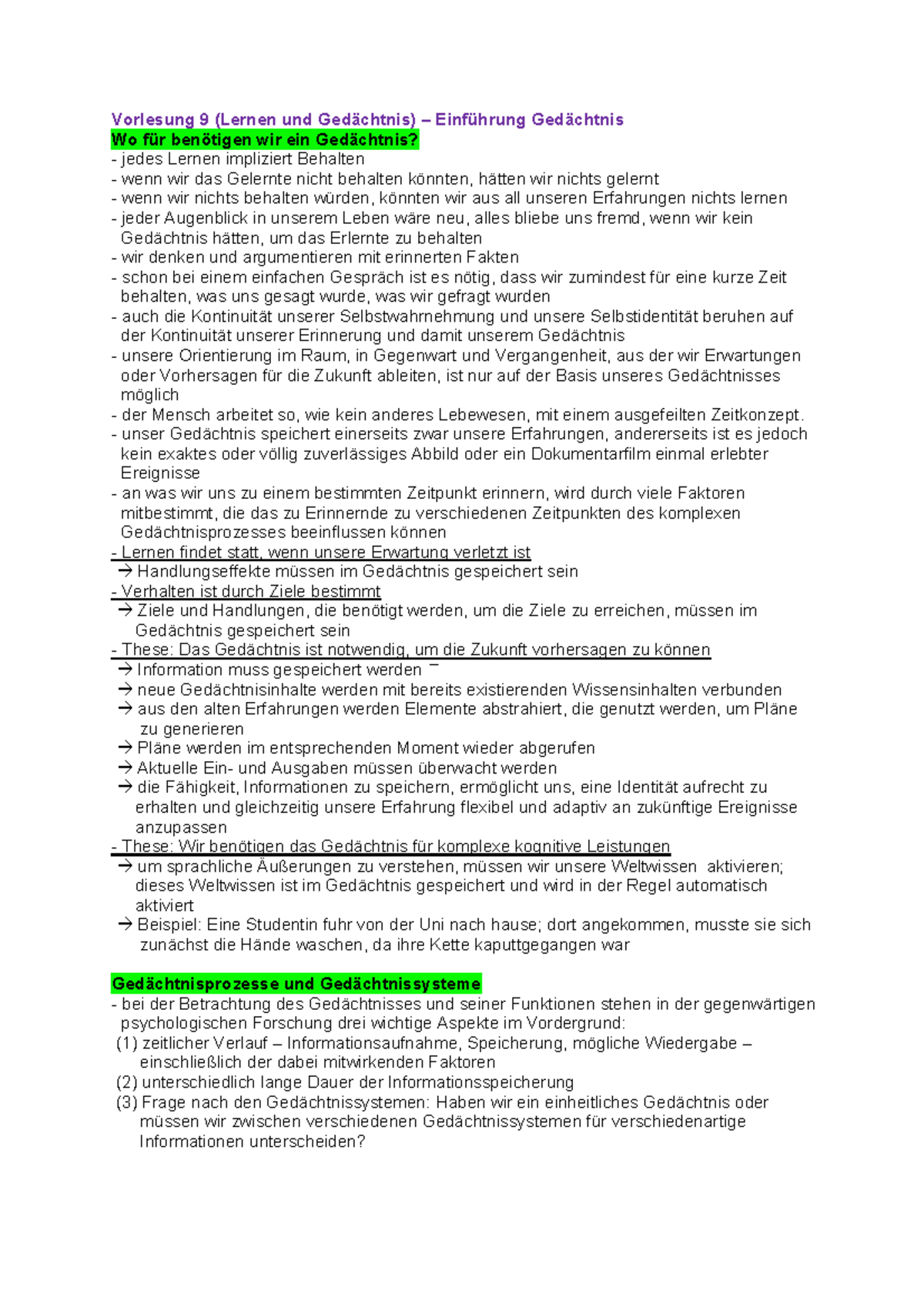 Allgemeine Psychologe 1b - Gedächtnis - Vorlesung 9 (Lernen und Gedächtnis) – Einführung ...