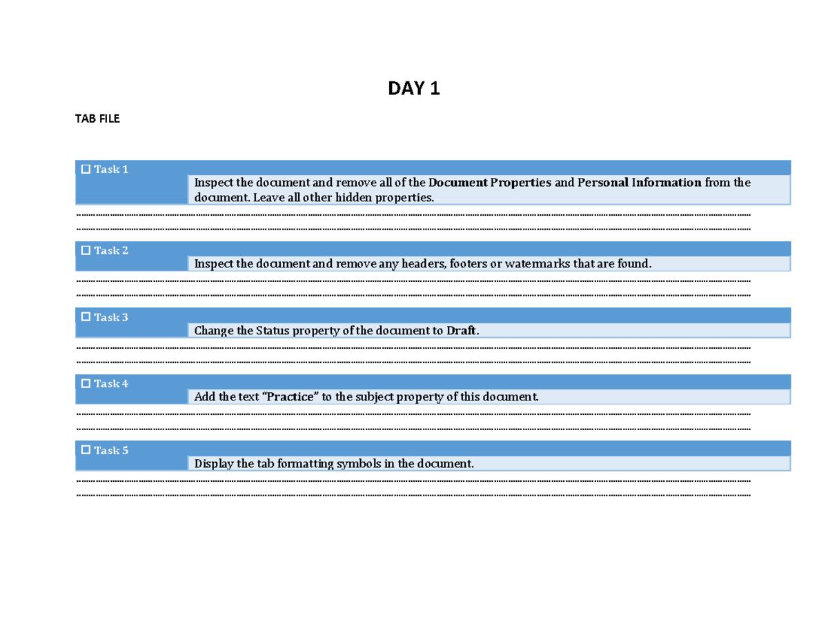 DAY 1 - aaaa - DAY 1 TAB FILE - Studocu