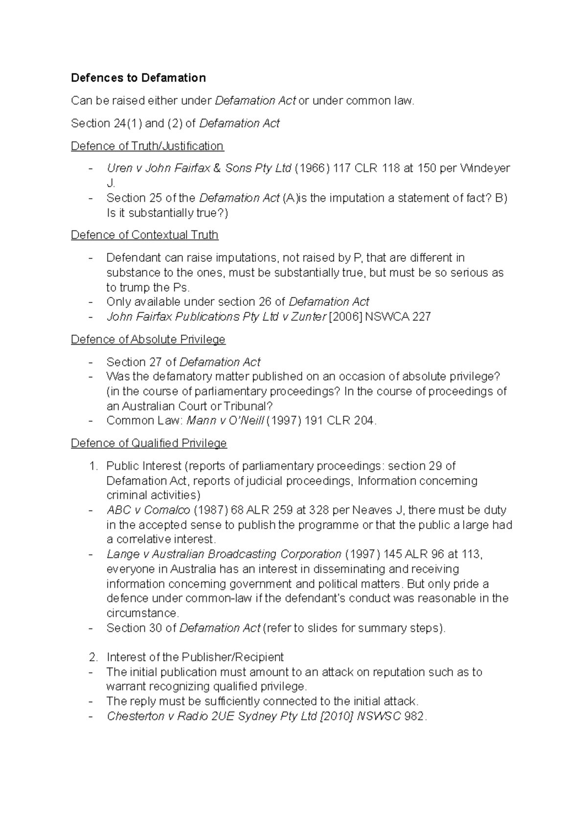 Defences to Defamation and Remedies - Defences to Defamation Can be ...