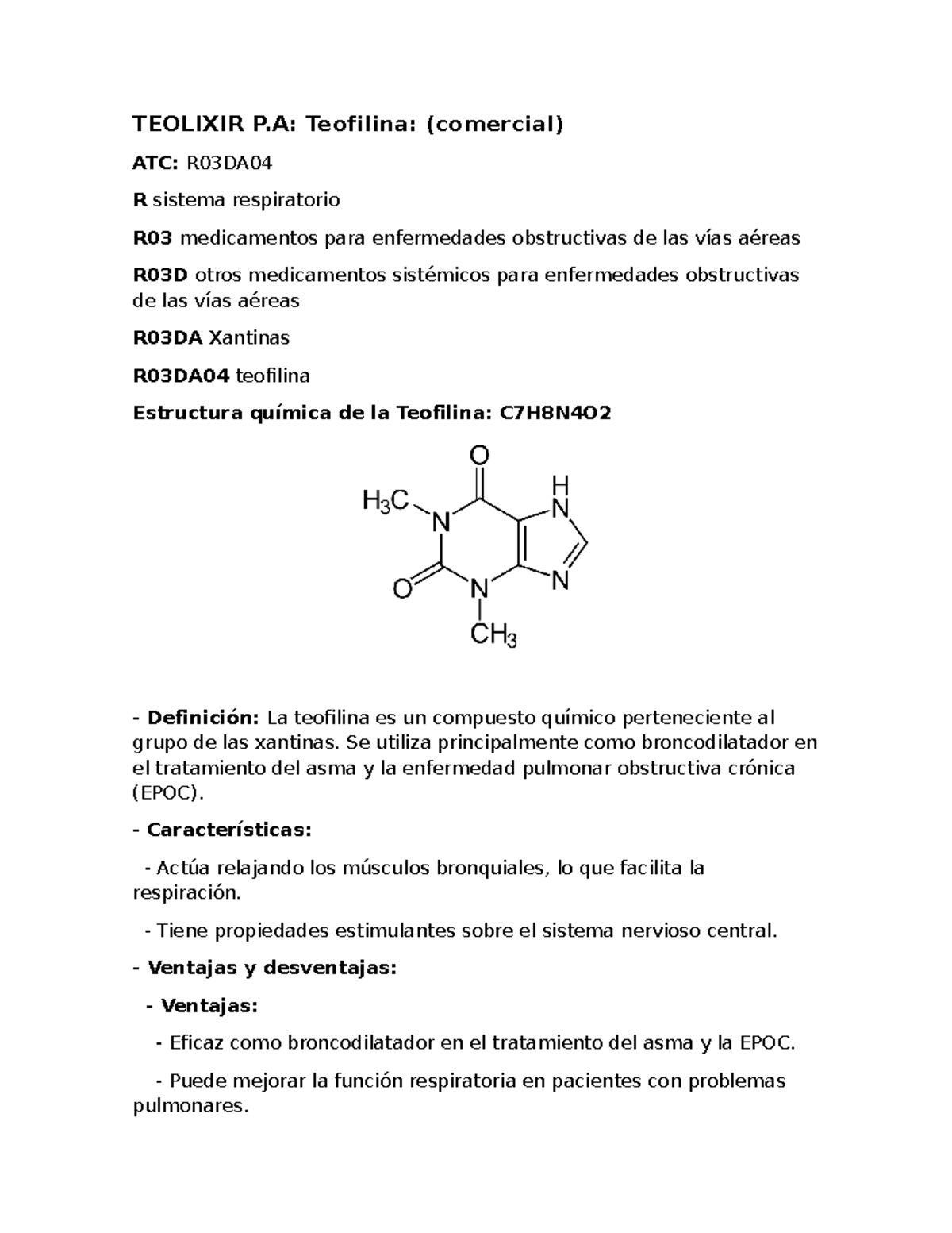 Farmacos liquidos exposicion - TEOLIXIR P: Teofilina: (comercial) ATC ...