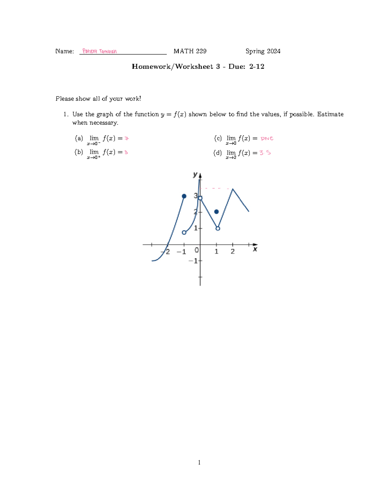 Worksheet 4 - Name: MATH 229 Spring 2024 Homework/Worksheet 3 - Due: 2 ...