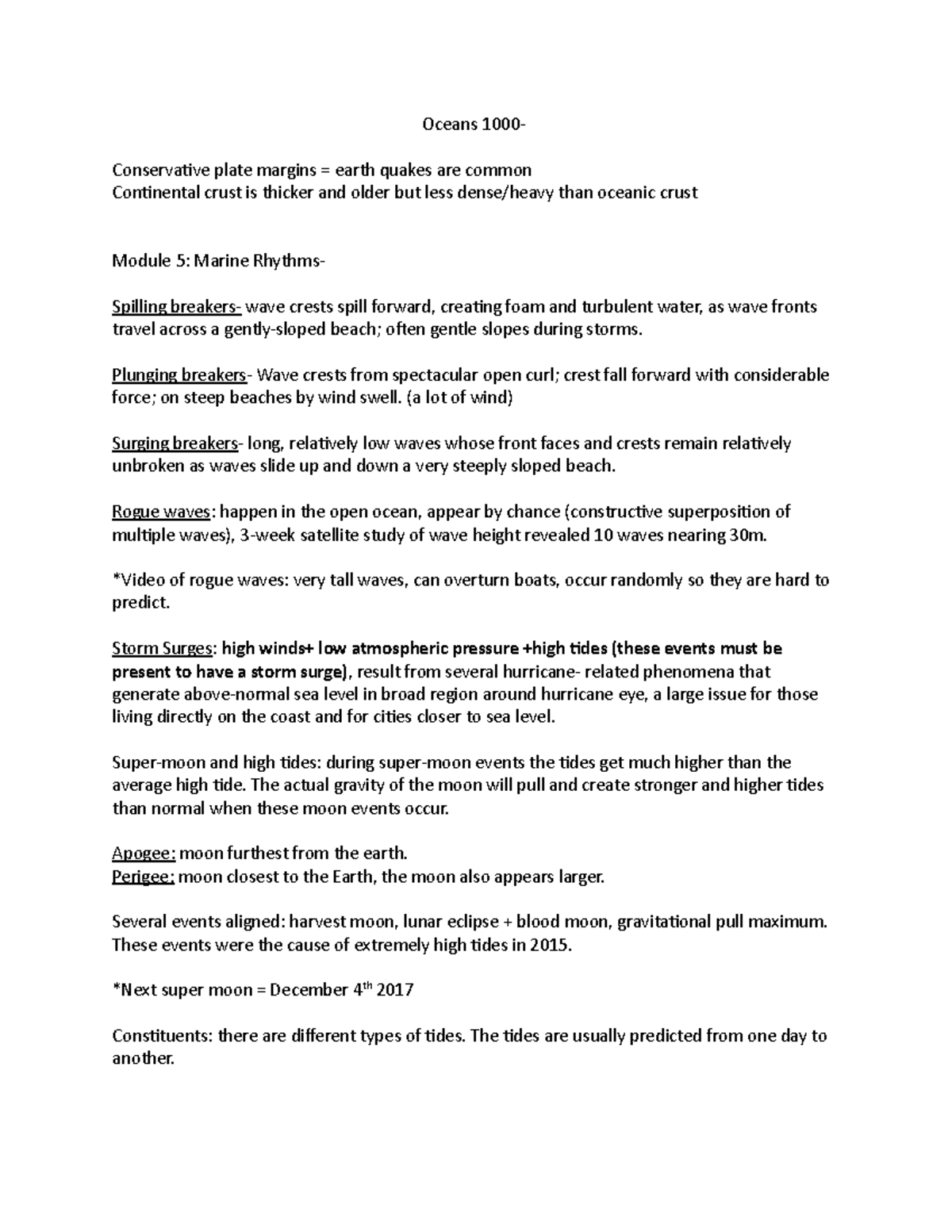 Oceans 1000 - Lecture notes Module 5 - Oceans 1000Conservative plate ...