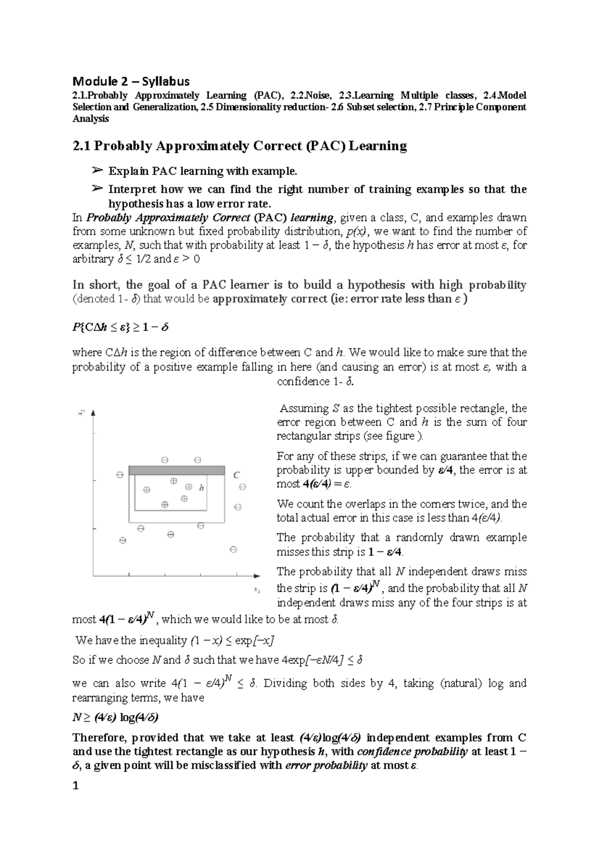 Machine Learning Module 2 - 1 Prepared By Abin Philip, Asst Prof, Toc H. Module 2 – Syllabus 2.1 ...