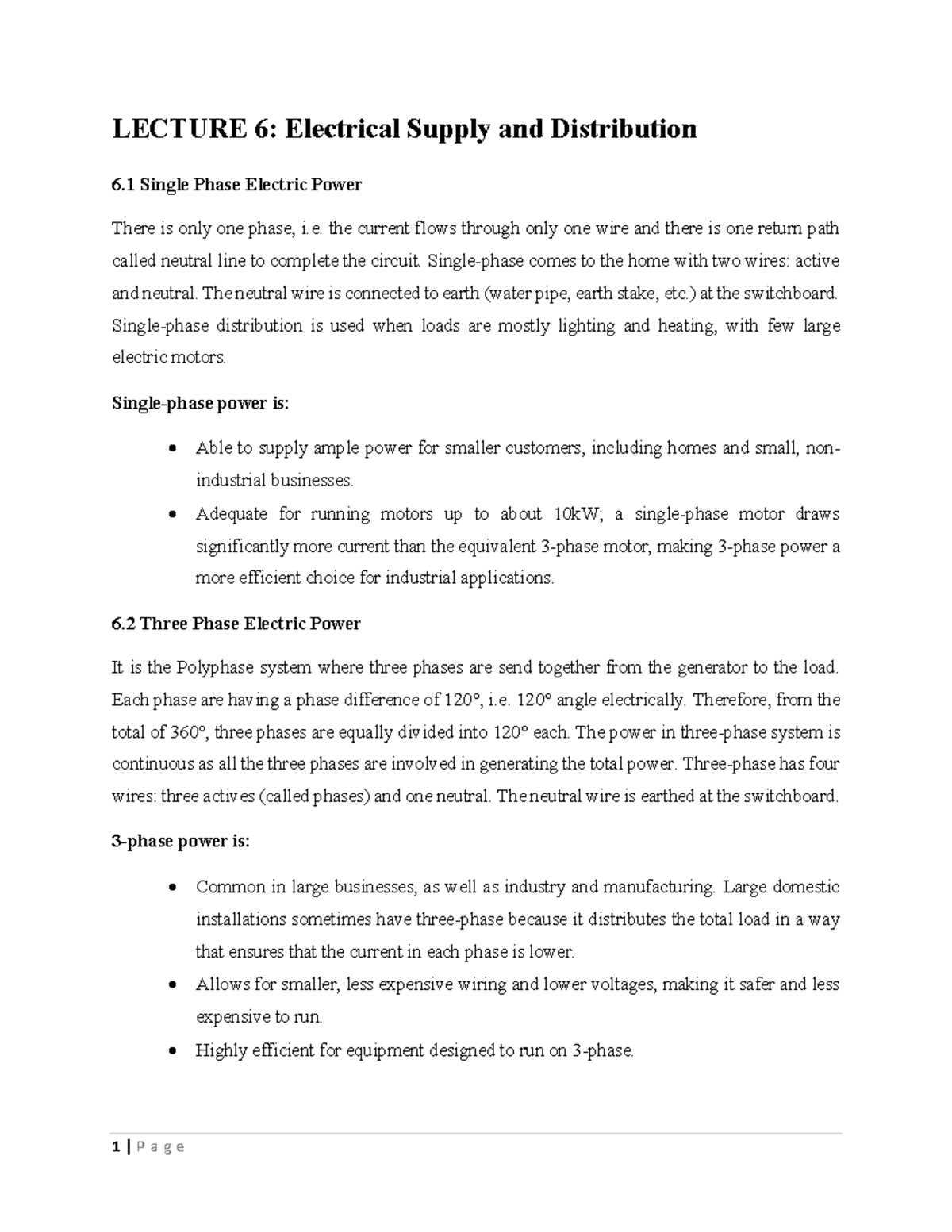 Lecture 6 Electrical Supply And Distribution Mech Lecture 6