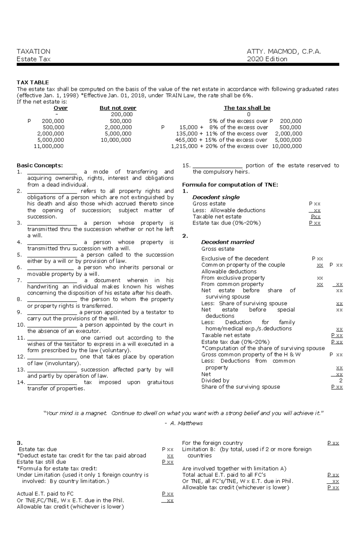 Document (32) - aaaaaa - TAXATION ATTY. MACMOD, C.P. Estate Tax 2020 ...