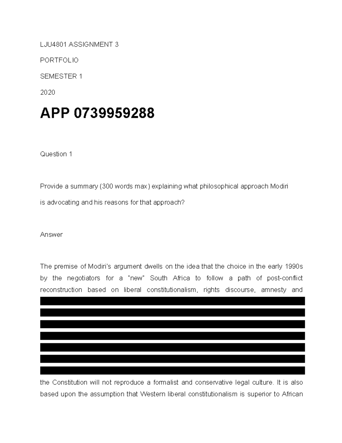 Philosophy portfolio - FOR ASSISTANCE WHATSAPP 0739959288 2020 SEM 1 ...
