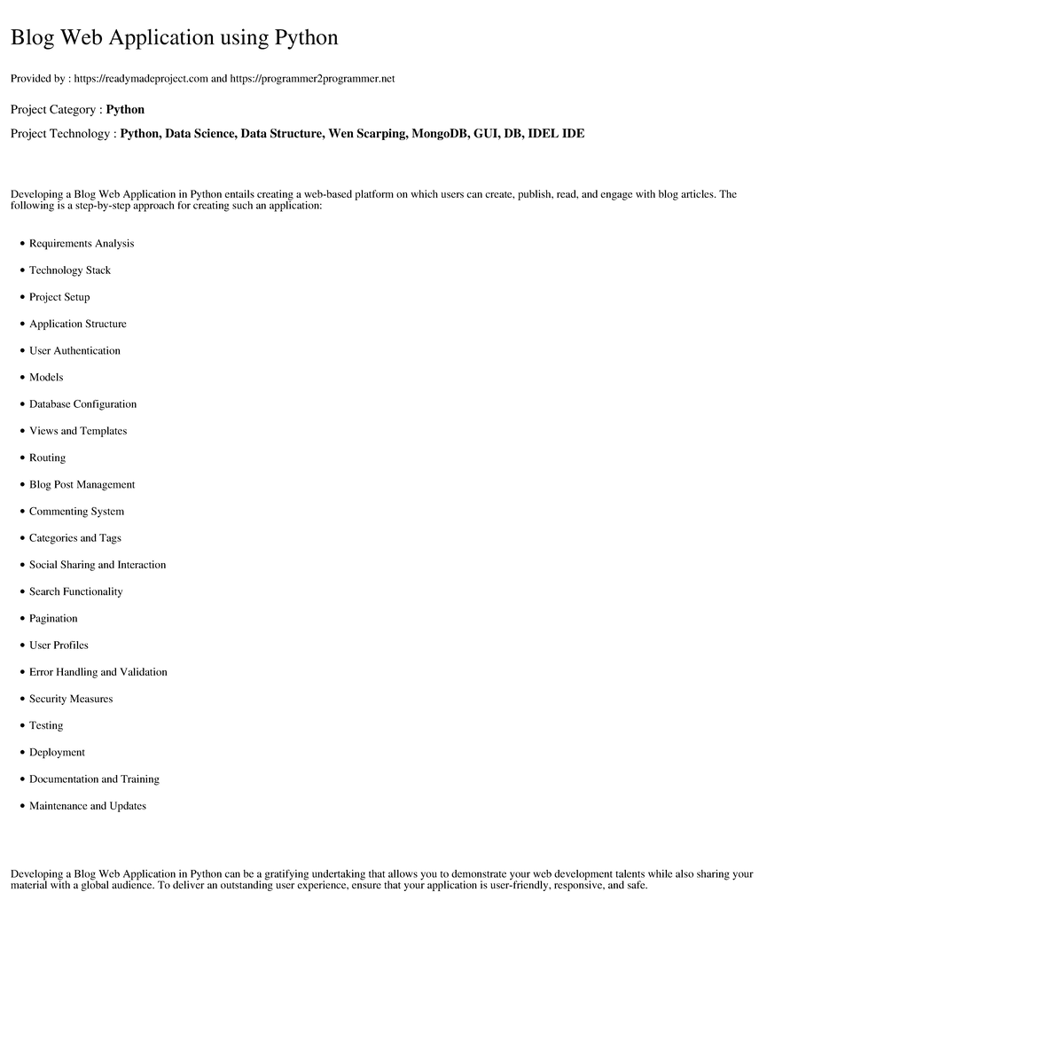 Blog Web Application Using Python Blog Web Application Using Python Provided By