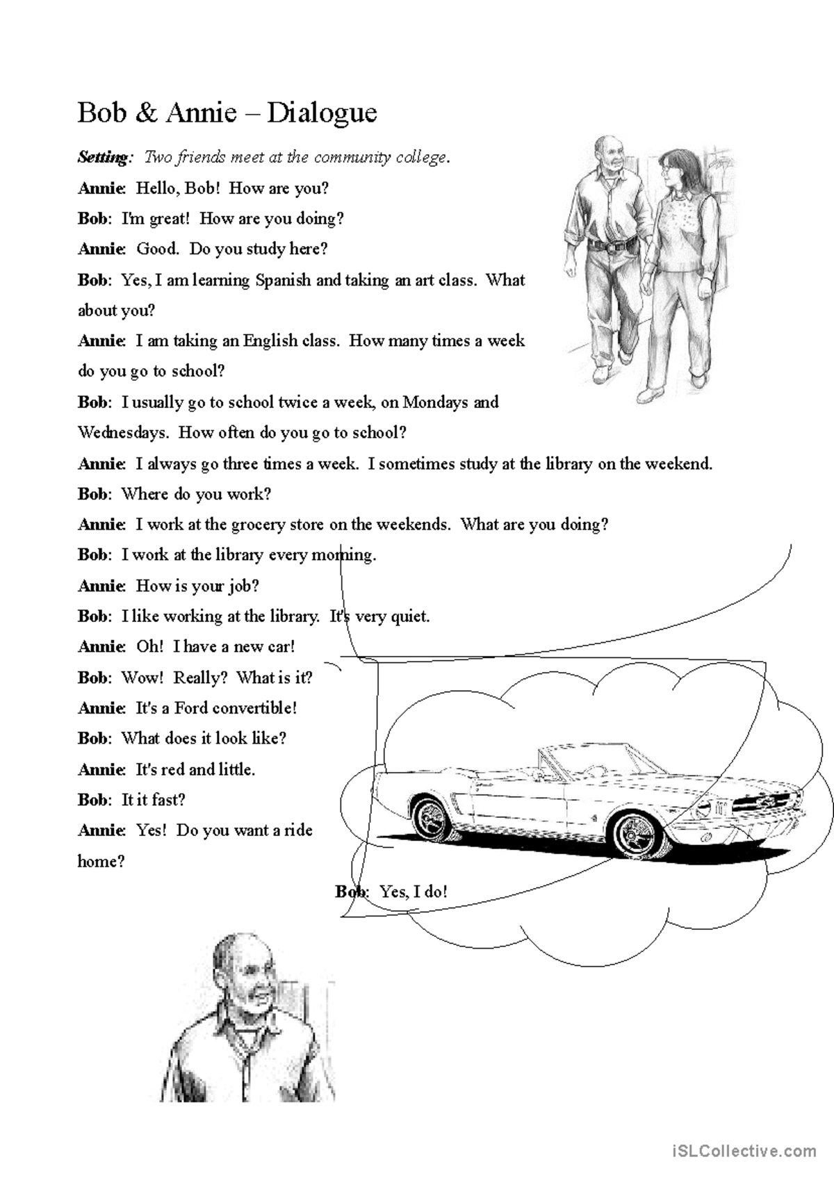 Two Person Dialogue Present Tense - Bob & Annie – Dialogue Setting: Two ...
