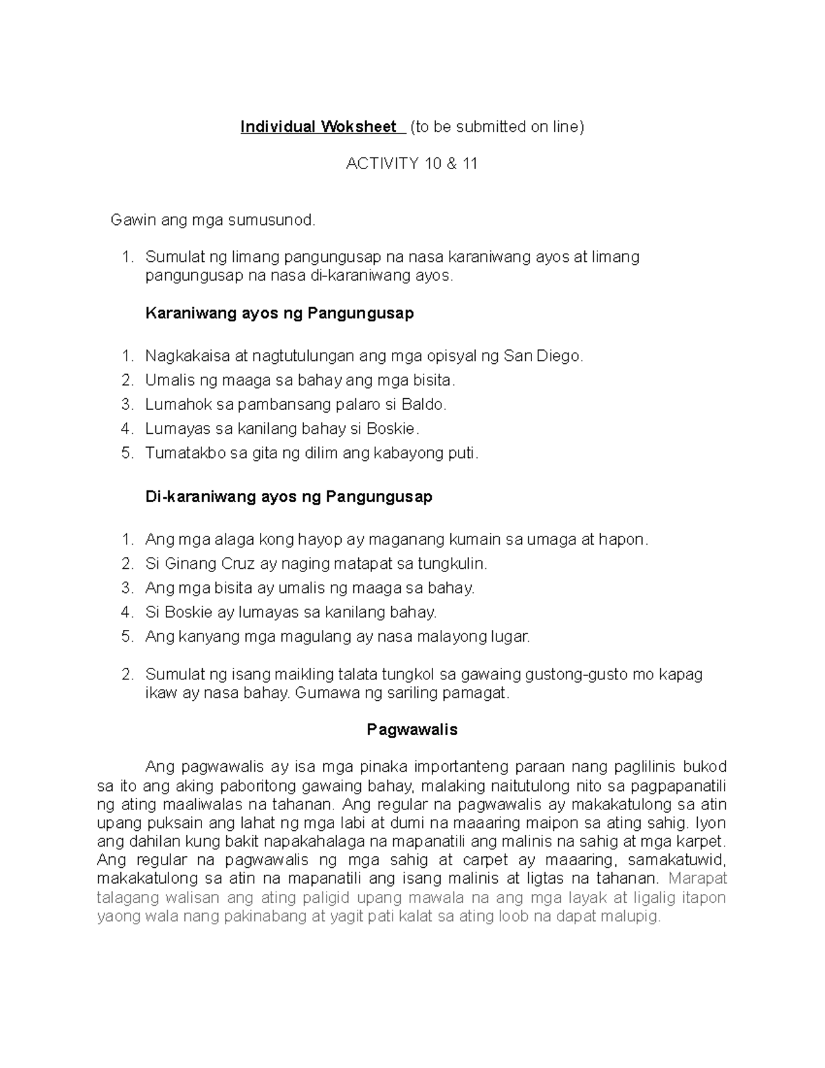 Acitivity 10 -11 - Individual - Worksheet - Individual Woksheet (to be ...