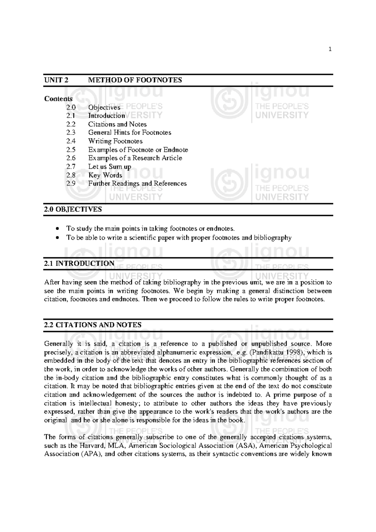 Unit-2 - Read that - UNIT 2 METHOD OF FOOTNOTES Contents 2 Objectives 2 ...