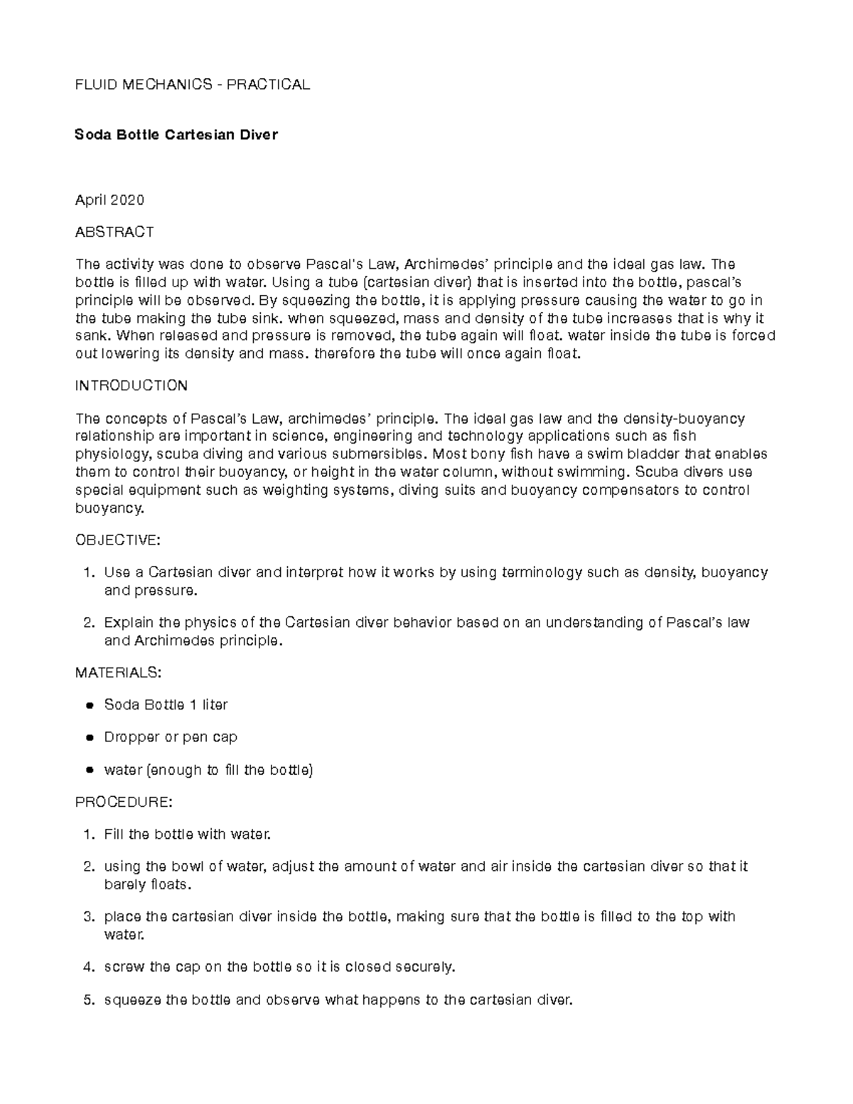 Fluid Mechanics - Practical - Science, Technology, Engineering, and ...