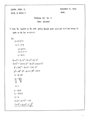Analytic Geometry - Solved Problems - Math for Engineers - PangSU - Studocu