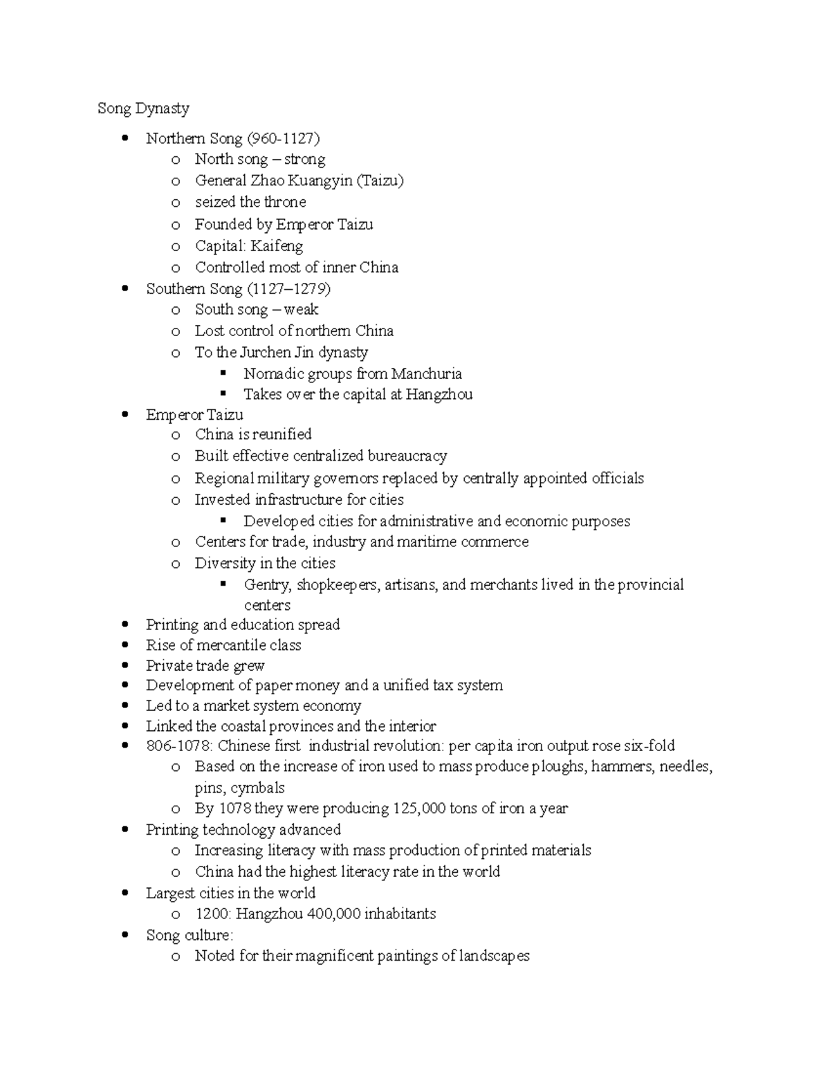 Song dynasty - world history 1311 - Song Dynasty Northern Song (960 ...