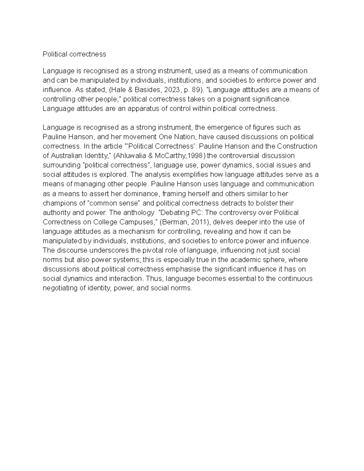 WT3 political correctness - Political correctness Language is ...